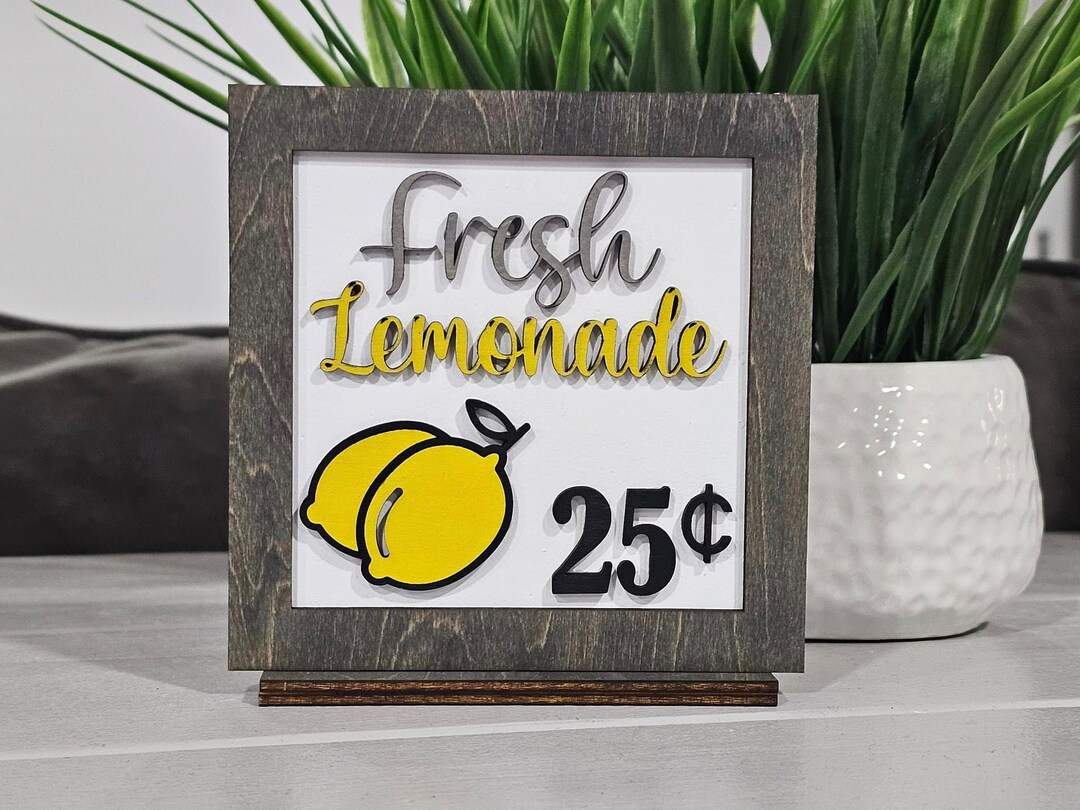 Summer Vibes: Fresh Lemonade 25 Cents Table Sign - Rustic Charm for ...
