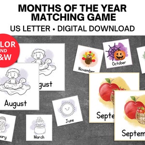 Months of the Year Matching Game, Kindergarten Activity, Homeschool ...