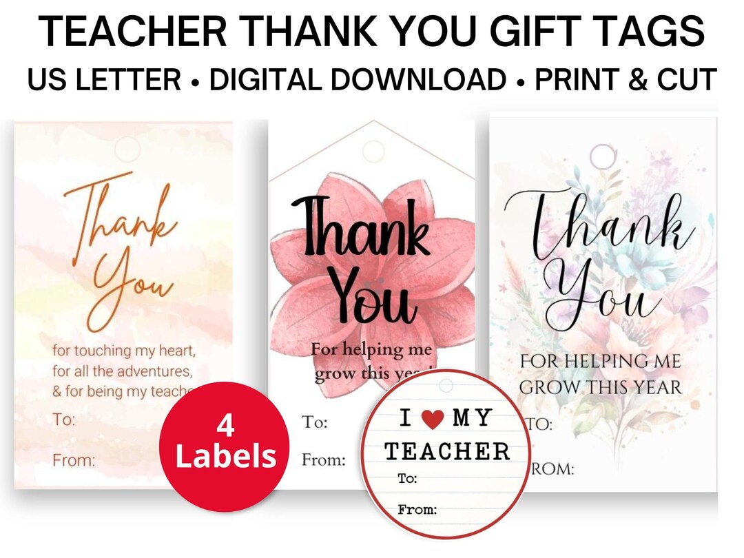 Happy Teacher Appreciation Week Tag, Thank You Teacher, Teacher Gift ...
