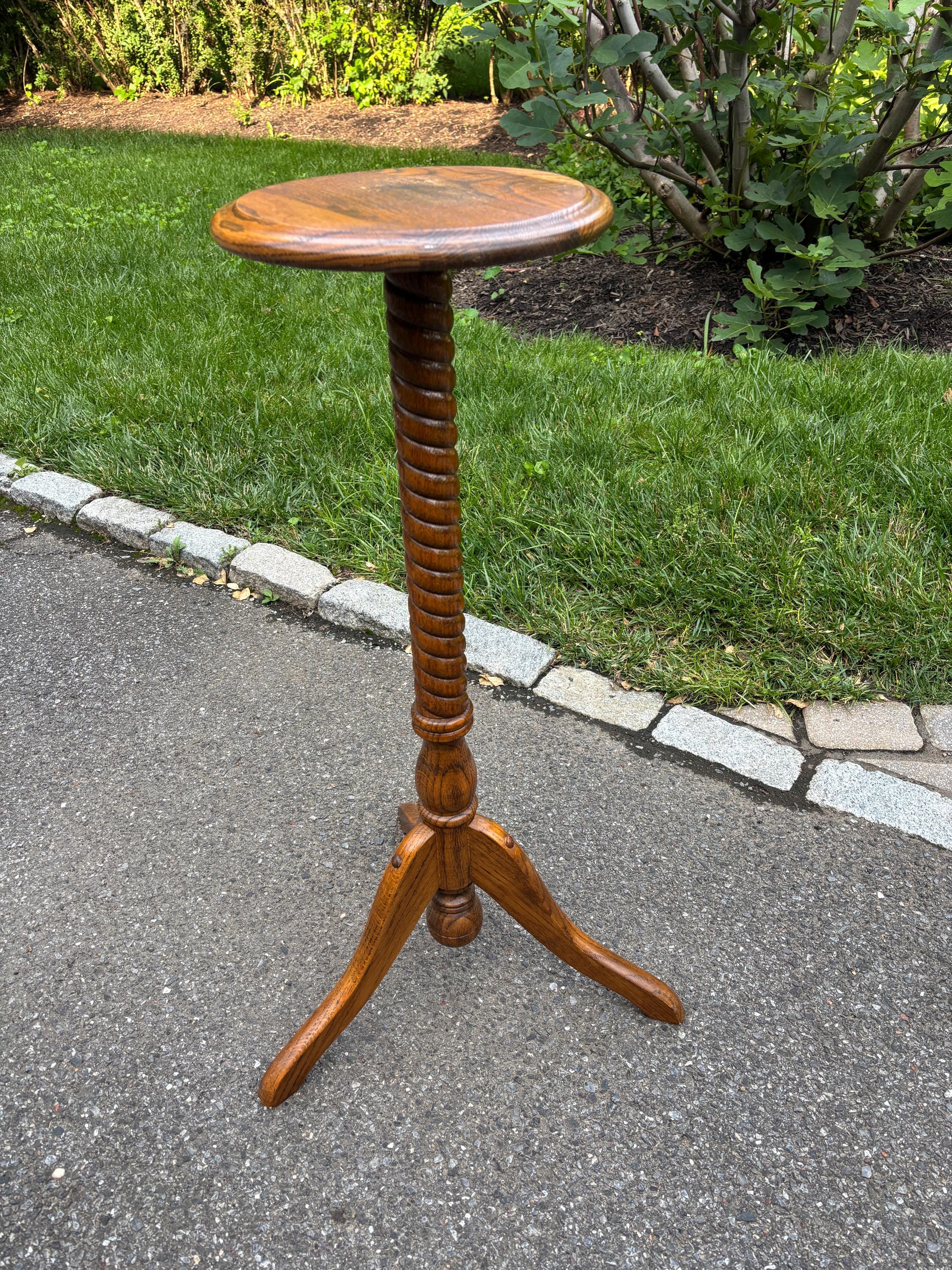 Antique Victorian Era Plant Bust Stand Pedestal Tabletwisted Base Oak ...