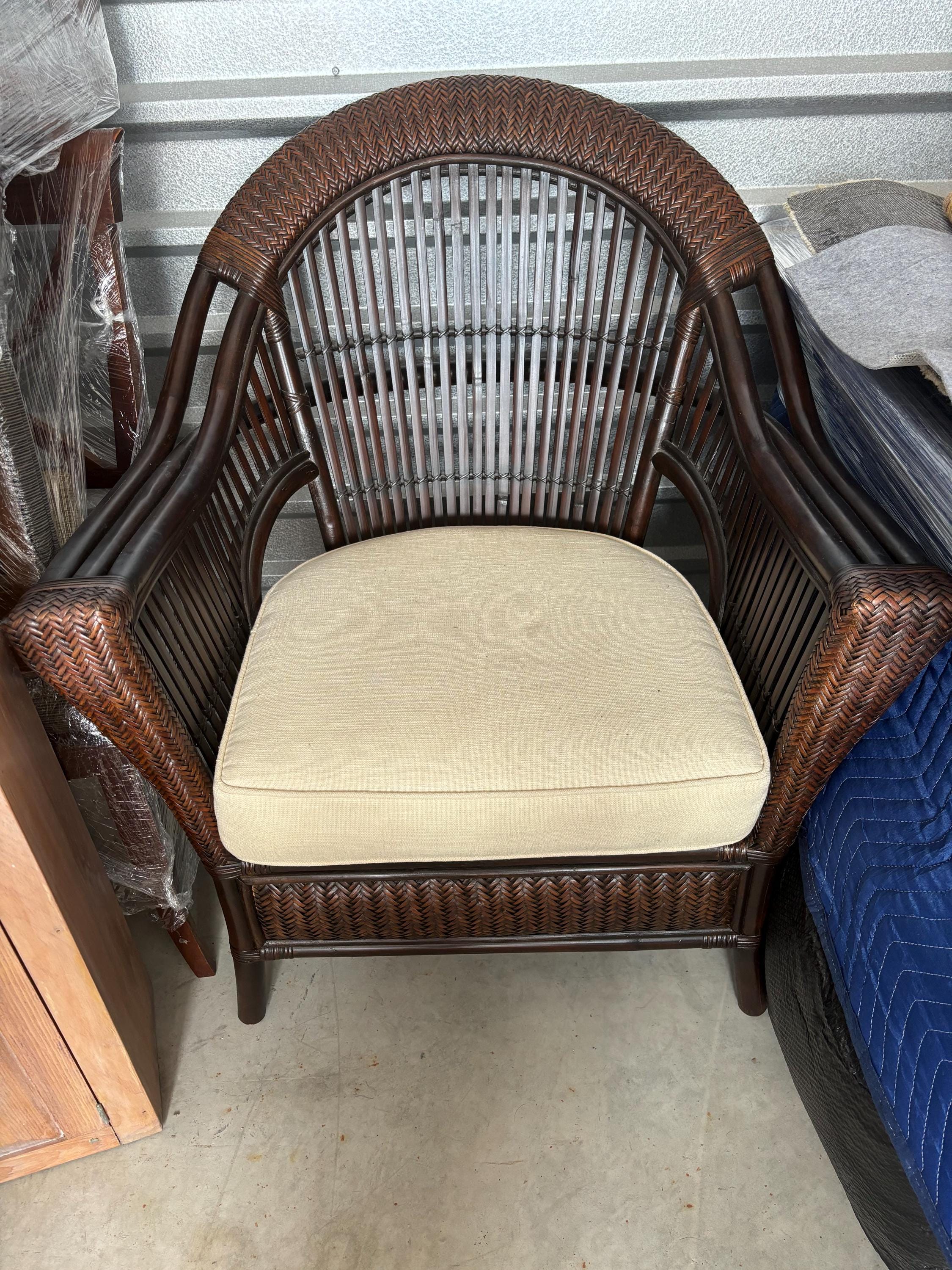 Vintage Rattan Arm Chair With Cushions Etsy