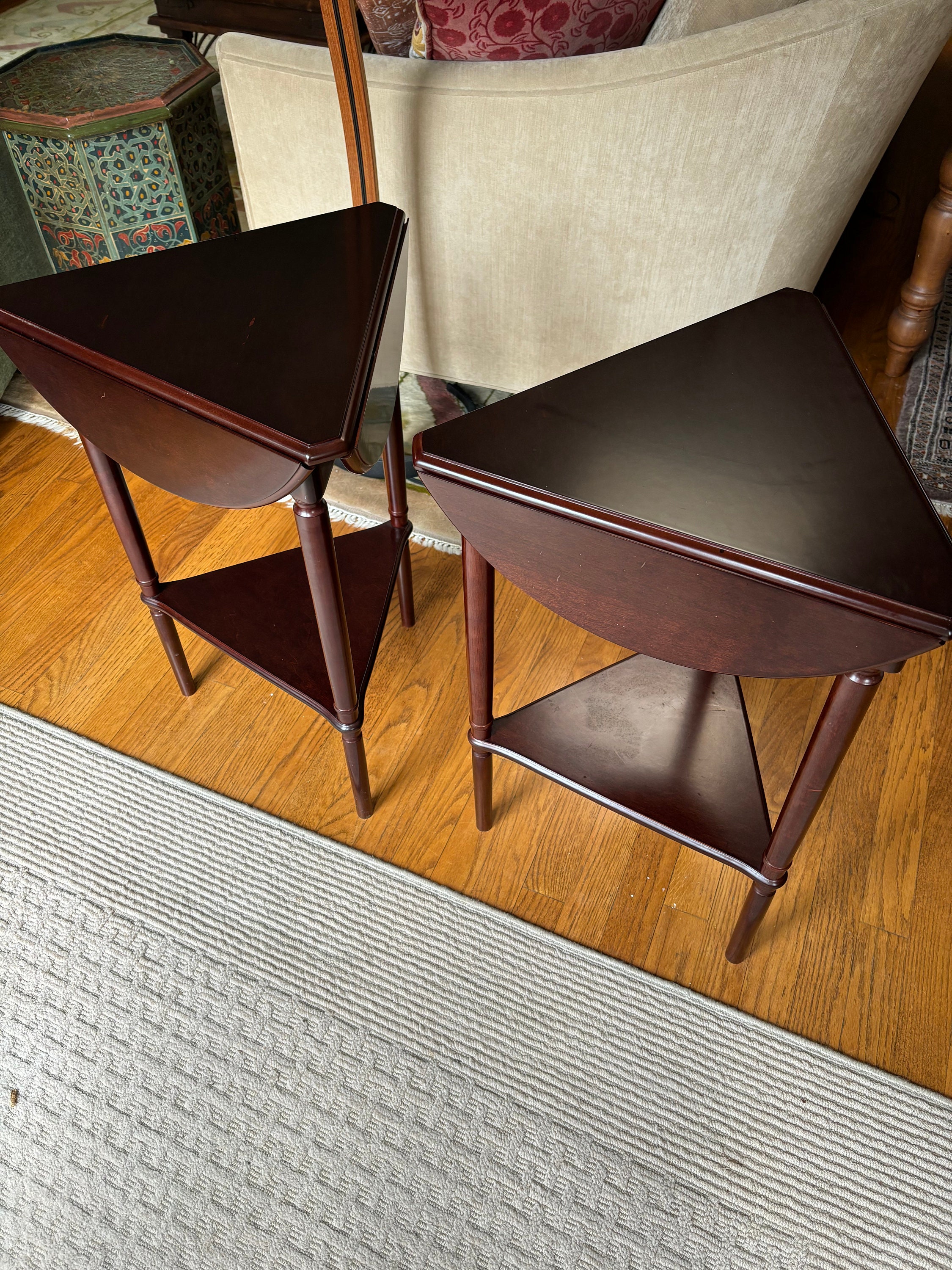 Vintage 1990s Bombay Drop Leaf Tables Pair Triangle Round - Etsy