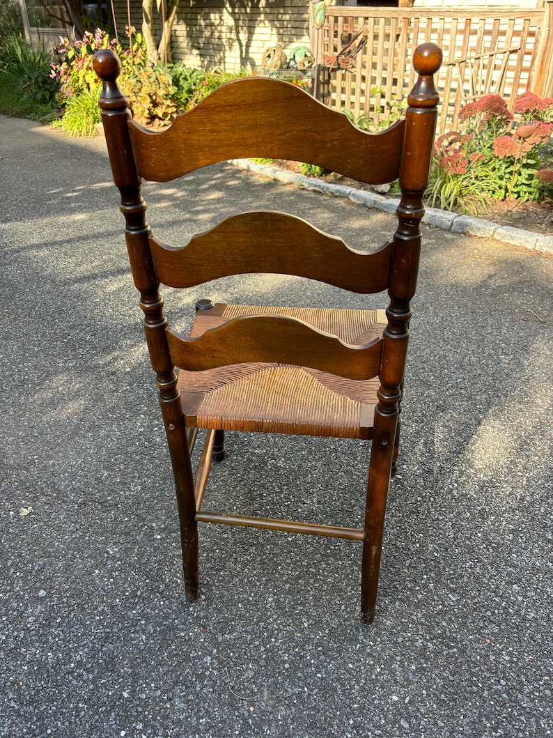 Antique Ladder Back Chair With Rushed Seat Hard Wood 37 High - Etsy