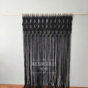 Macrame Curtain Macrame Black Curtain Customizable Macrame Living Room ...