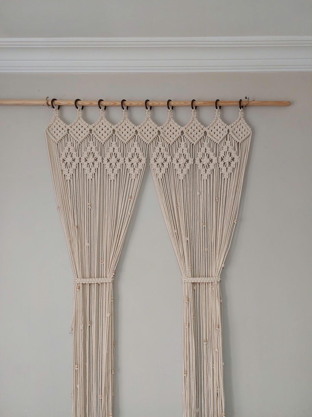 Beaded Macrame Curtain for Window or Door, Bohemian, Personalization ...