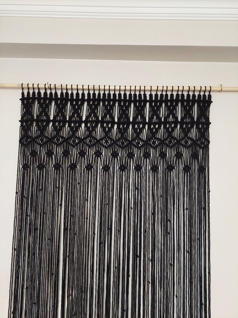Macrame Curtain Macrame Black Curtain Customizable Macrame - Etsy
