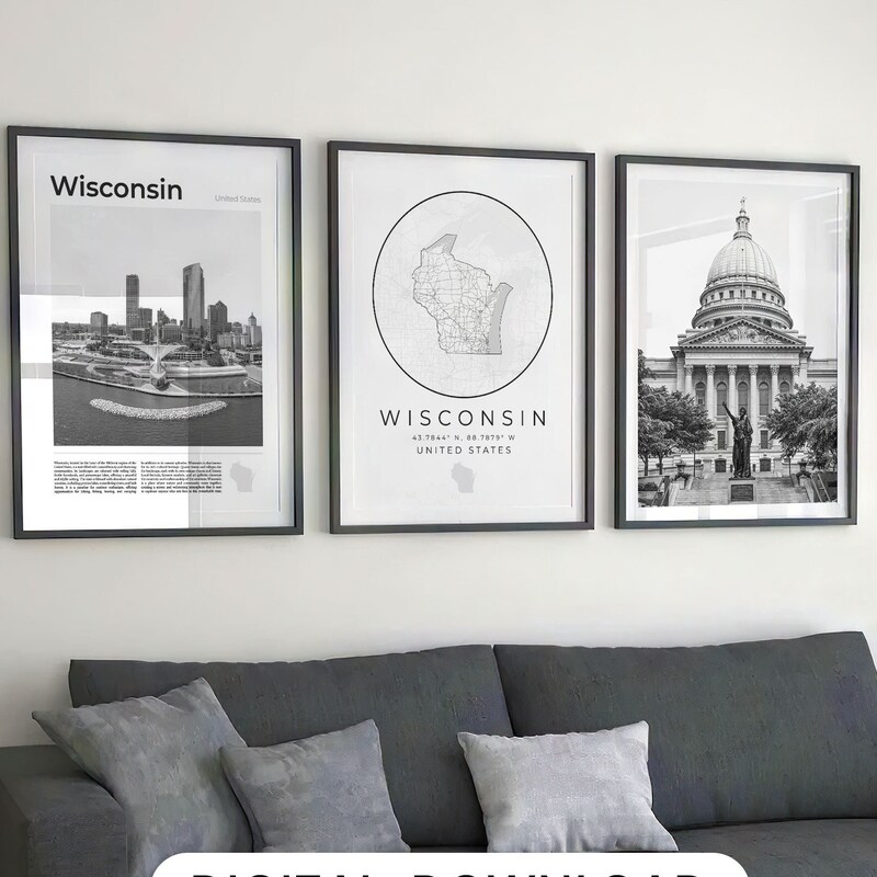 Wisconsin Map Art - Etsy