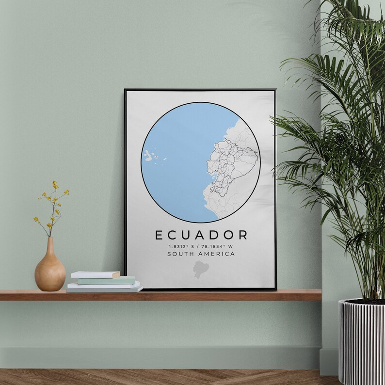 Digital Ecuador Print Set of 3, Ecuador Map, Ecuador Poster, Ecuador ...