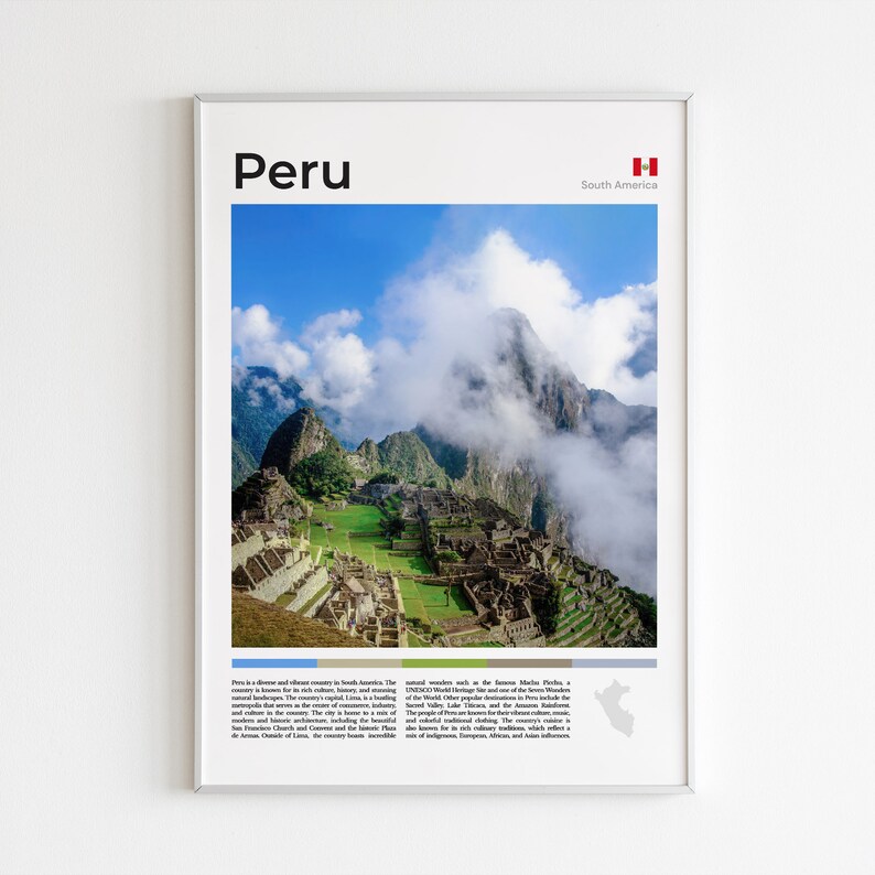 Digital Peru Print Set of 3, Peru Map Print, Peru Poster Map, Peru Art ...