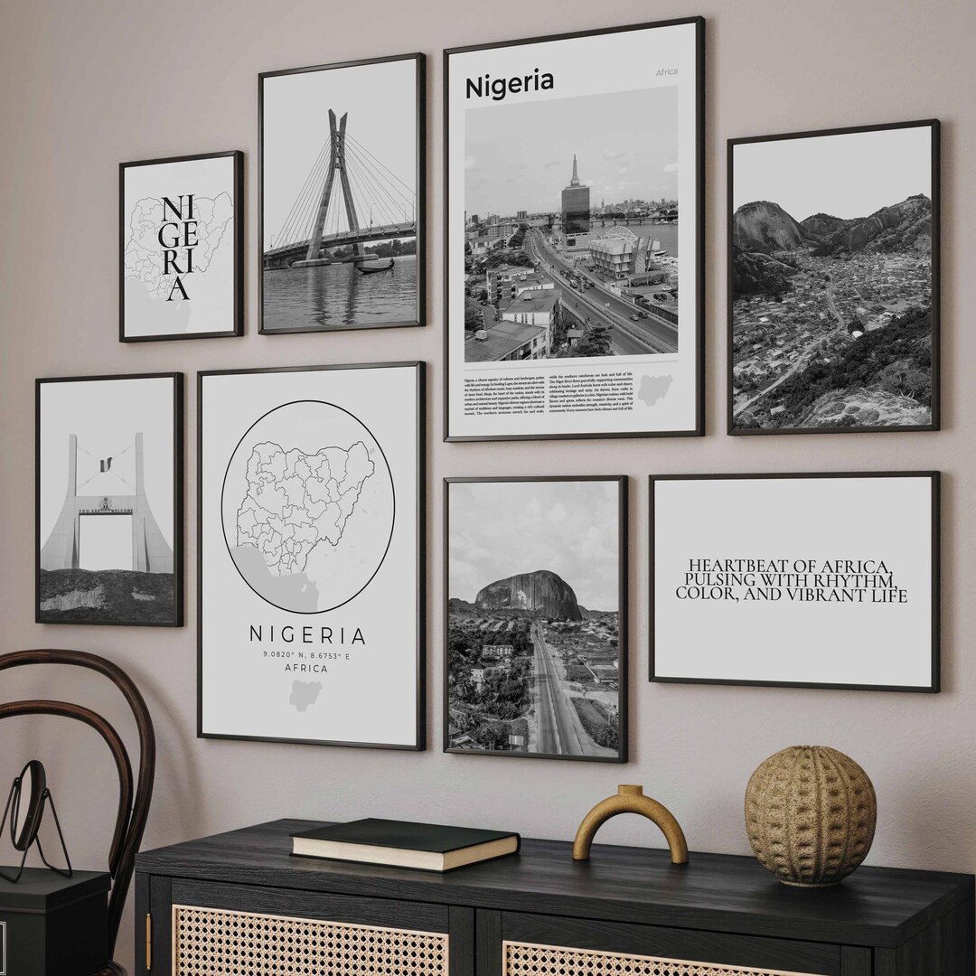 Nigeria Black and White Photo Print Set: Lagos, Abuja, Zuma Rock ...