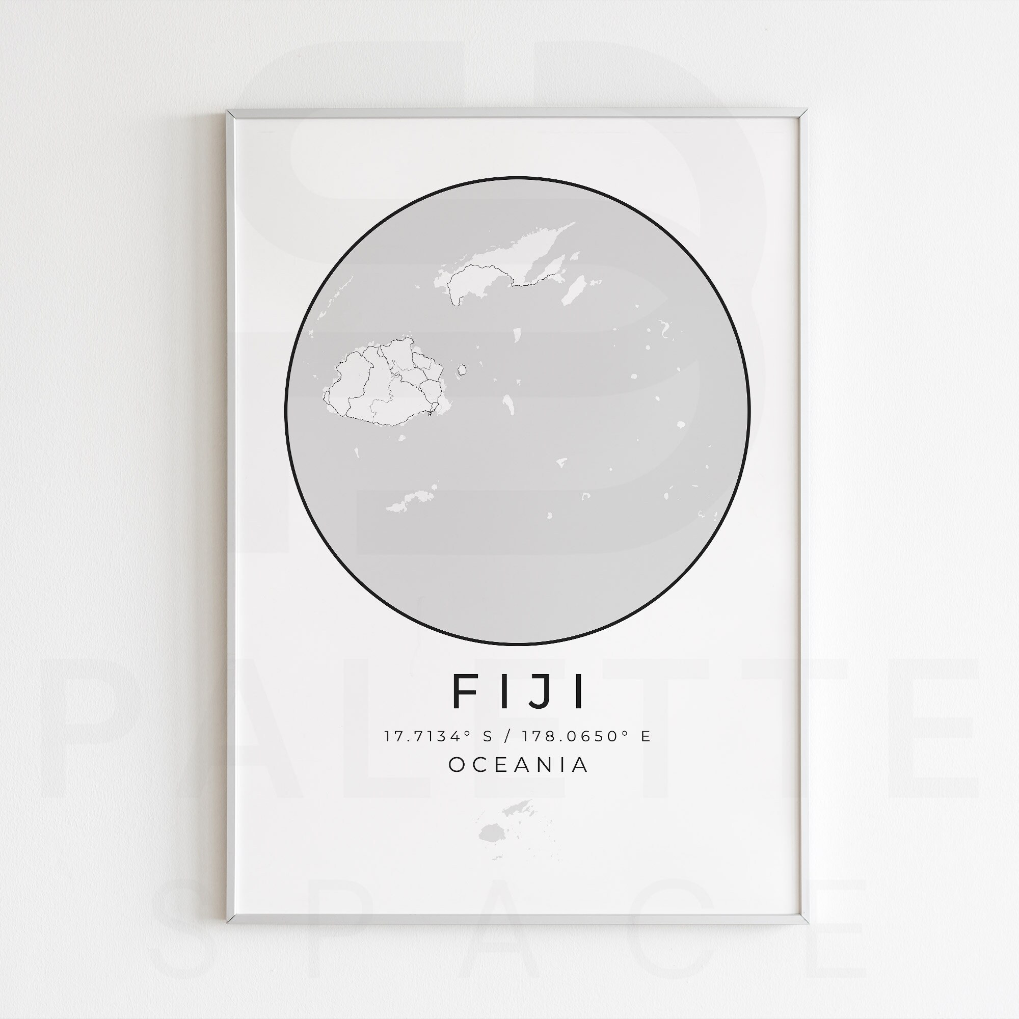 Digital Fiji Black and White Print Set of 3, Fiji Map, Fiji Poster ...