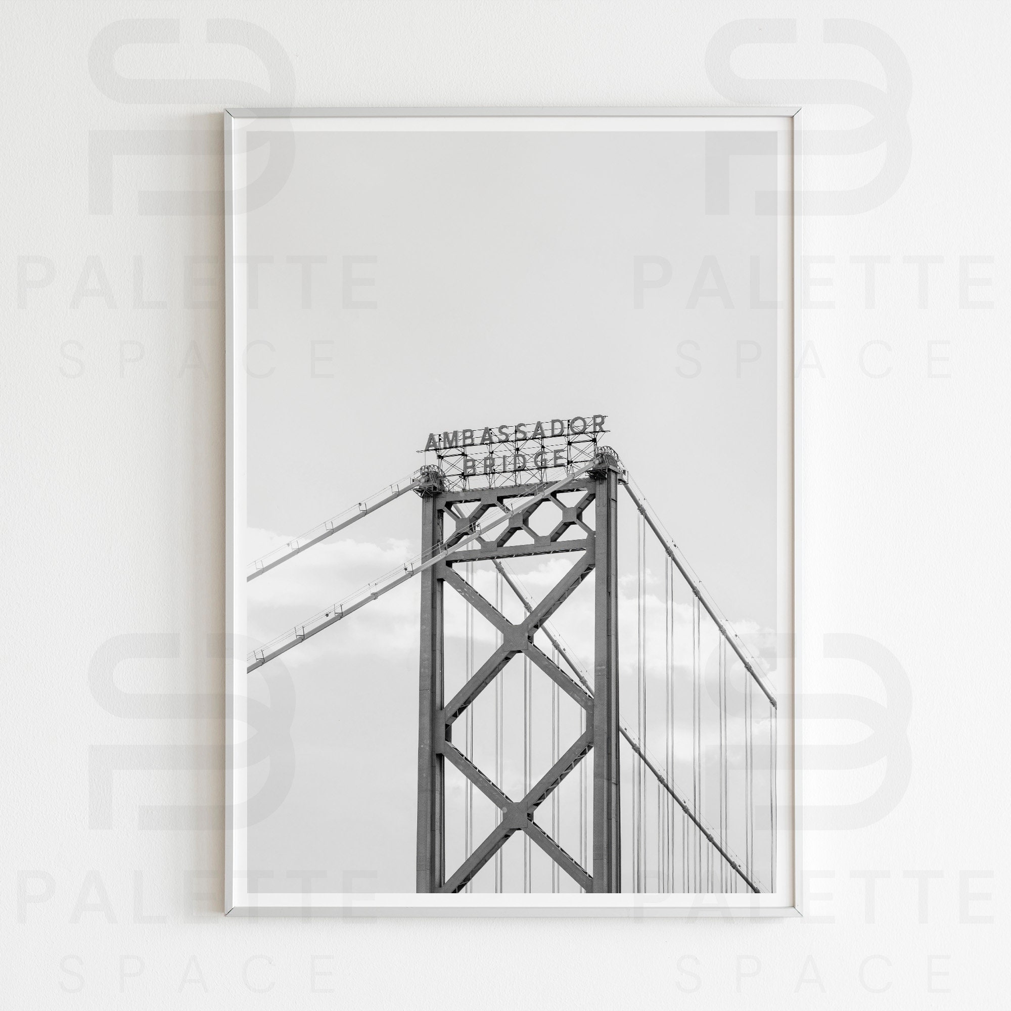 Digital Detroit Black and White Prints Set of 3, Detroit Map Art ...