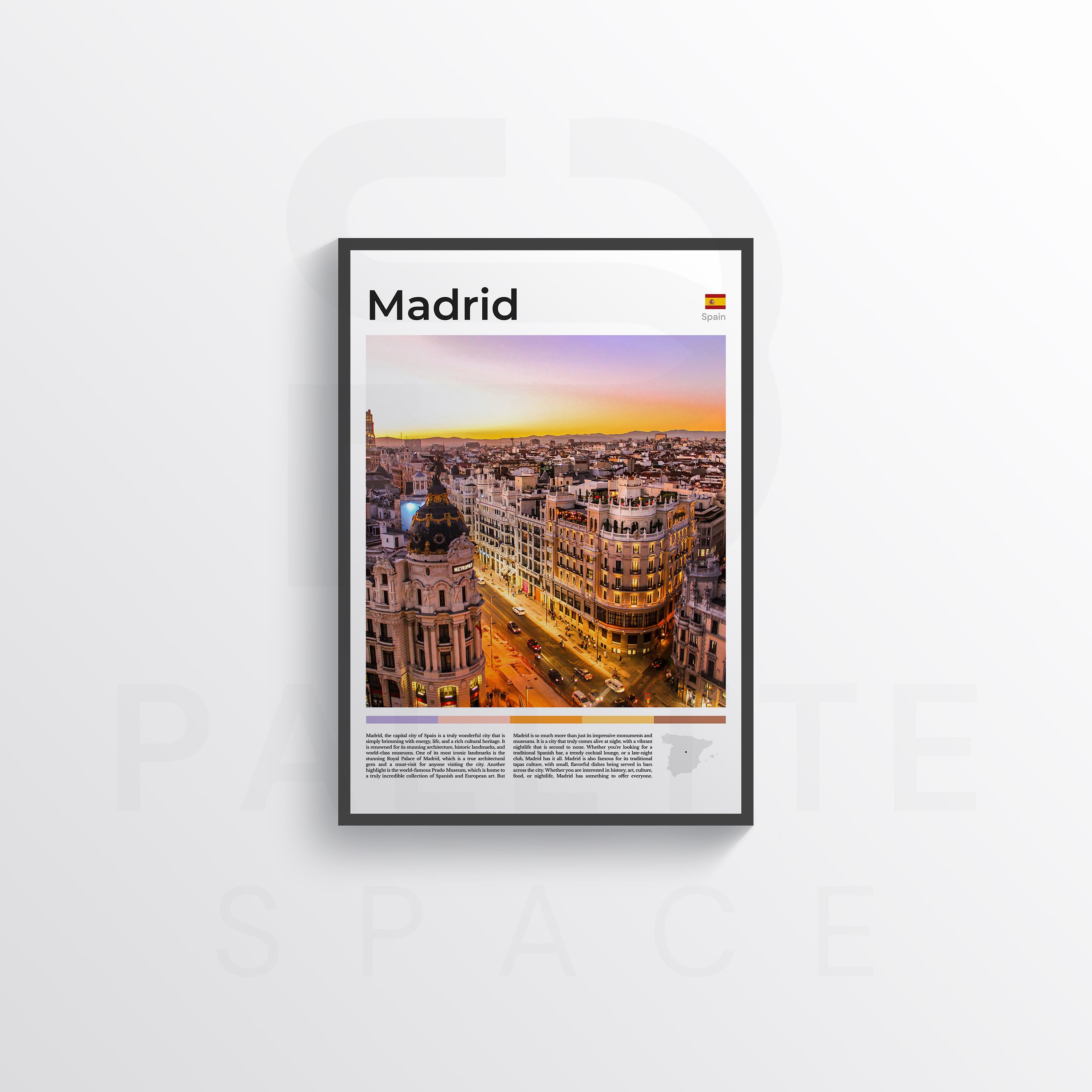 Digital Madrid Print Set of 3, Madrid Map Art Madrid Spain Poster ...