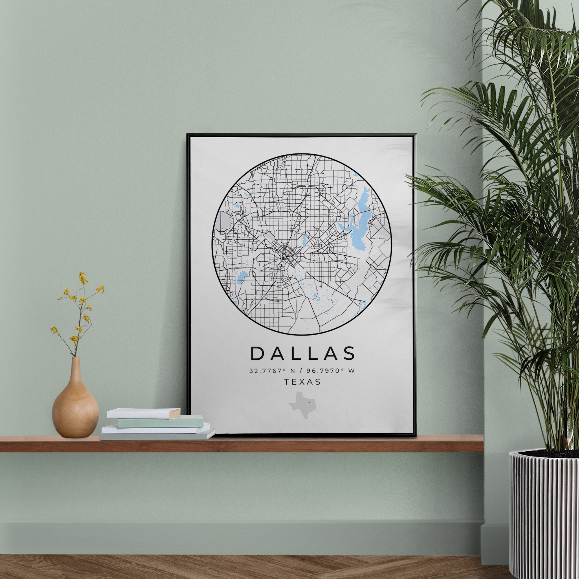 Digital Dallas Texas Print Set of 3, Dallas Texas Map, Dallas Wall Art ...