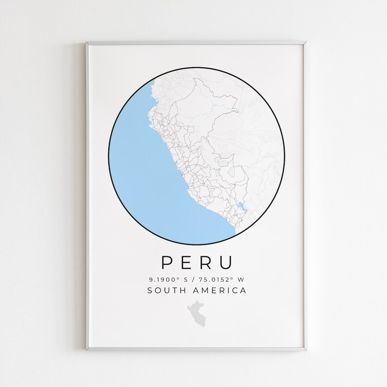 Digital Peru Print Set of 3, Peru Map Print, Peru Poster Map, Peru Art ...