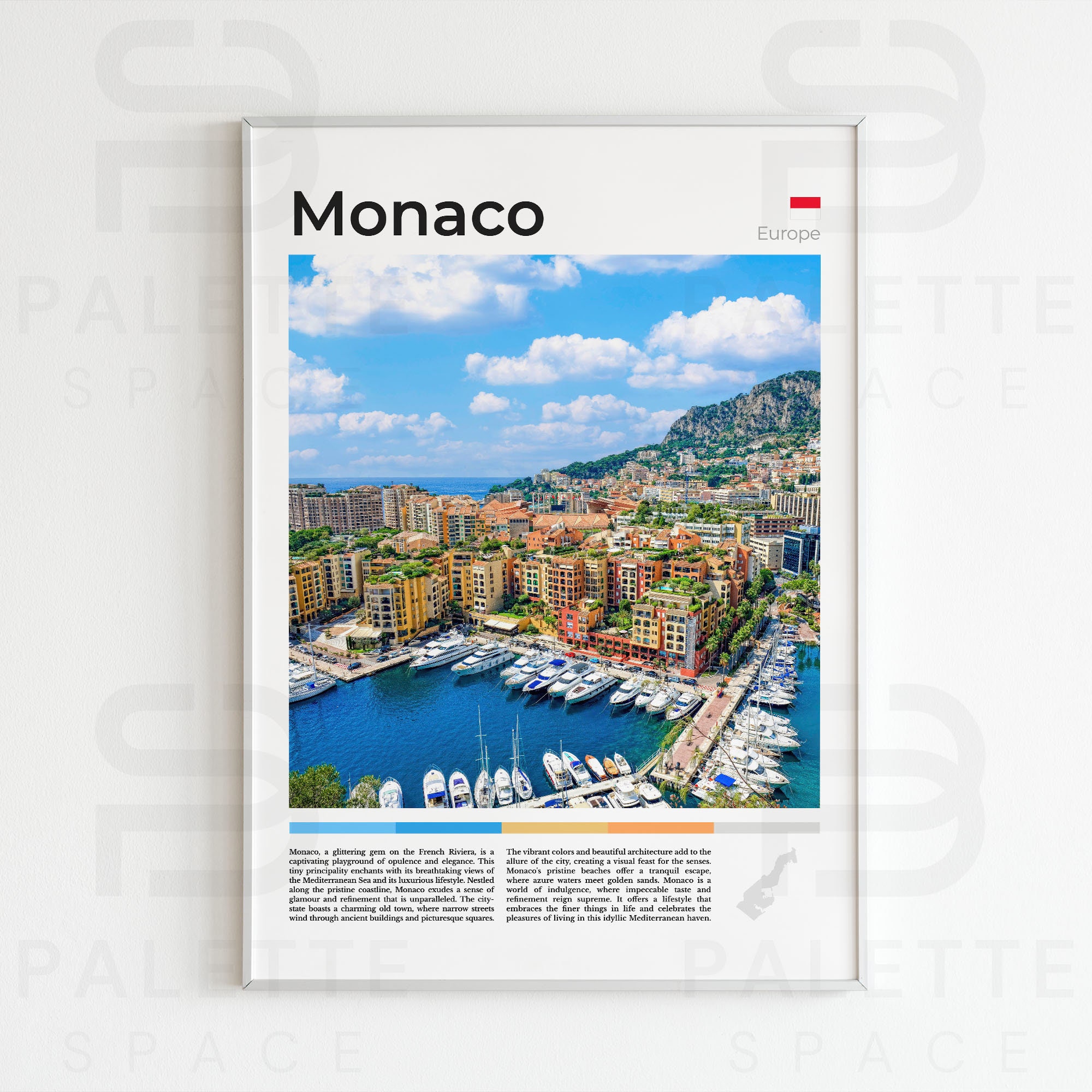 Digital Monaco Print Set of 3, Monaco Map, Monaco Poster, Monaco Wall ...