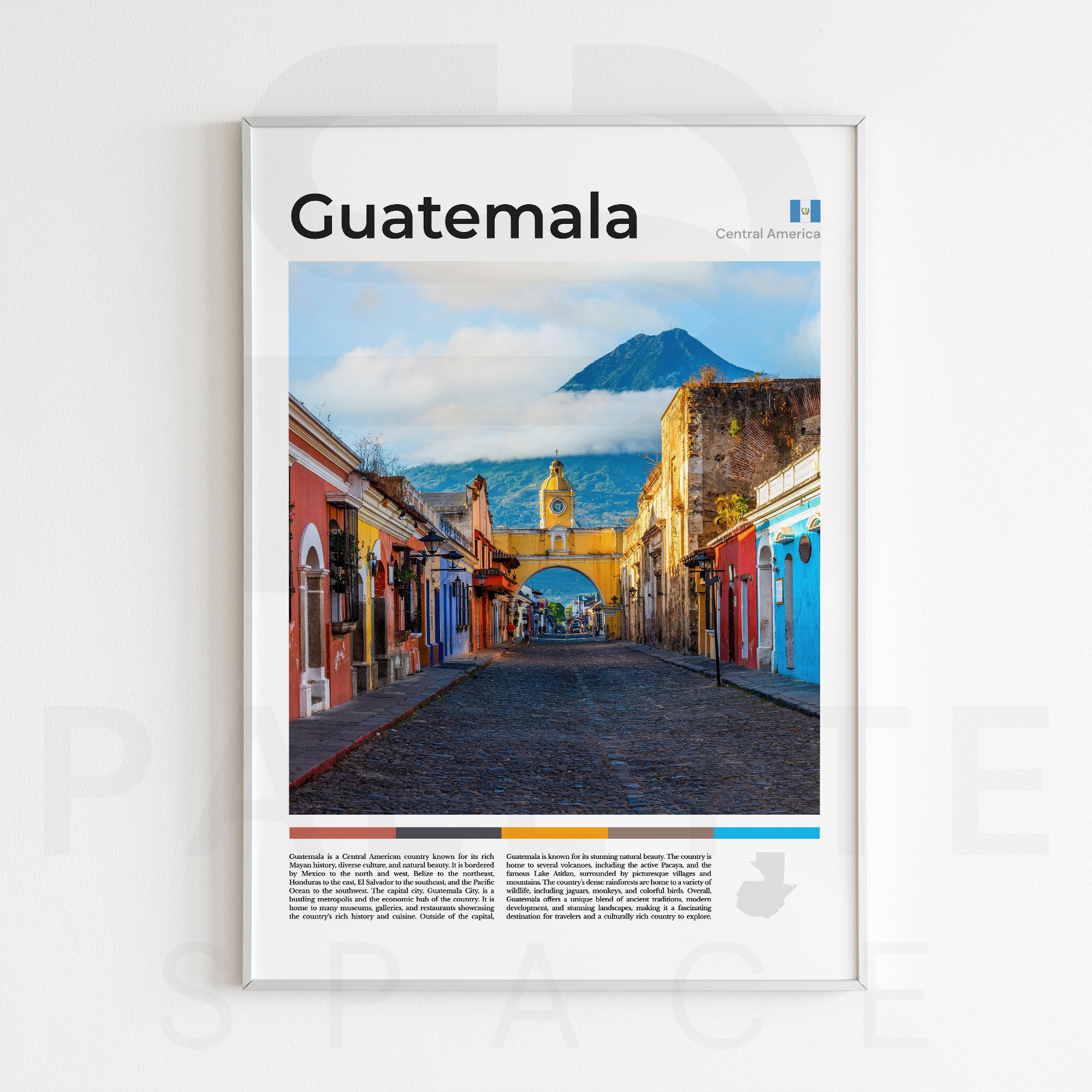 Digital Guatemala Poster Set of 3, Guatemala Map Art, Guatemala City ...