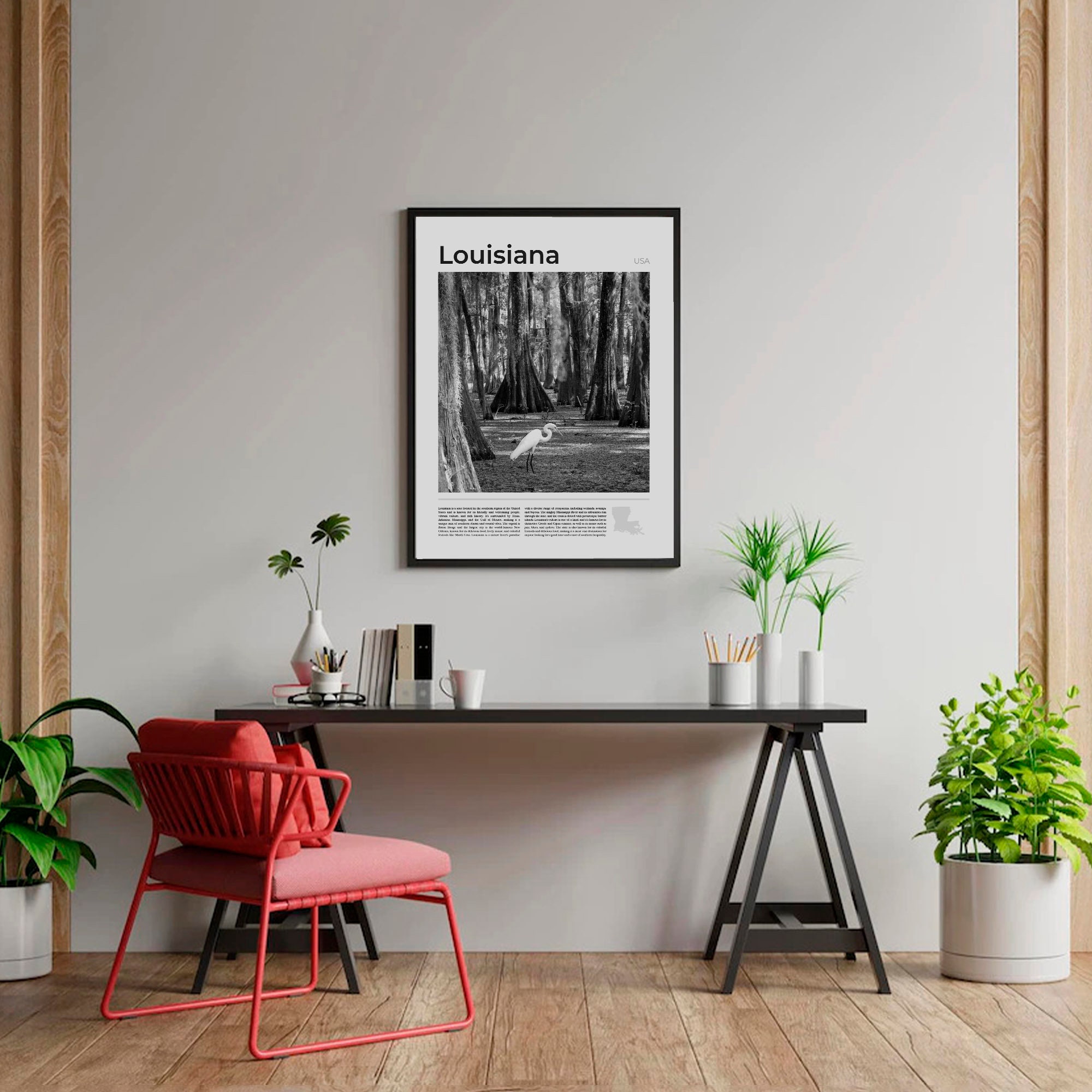 Digital Louisiana Black and White Print Set of 3, Louisiana Map Art ...
