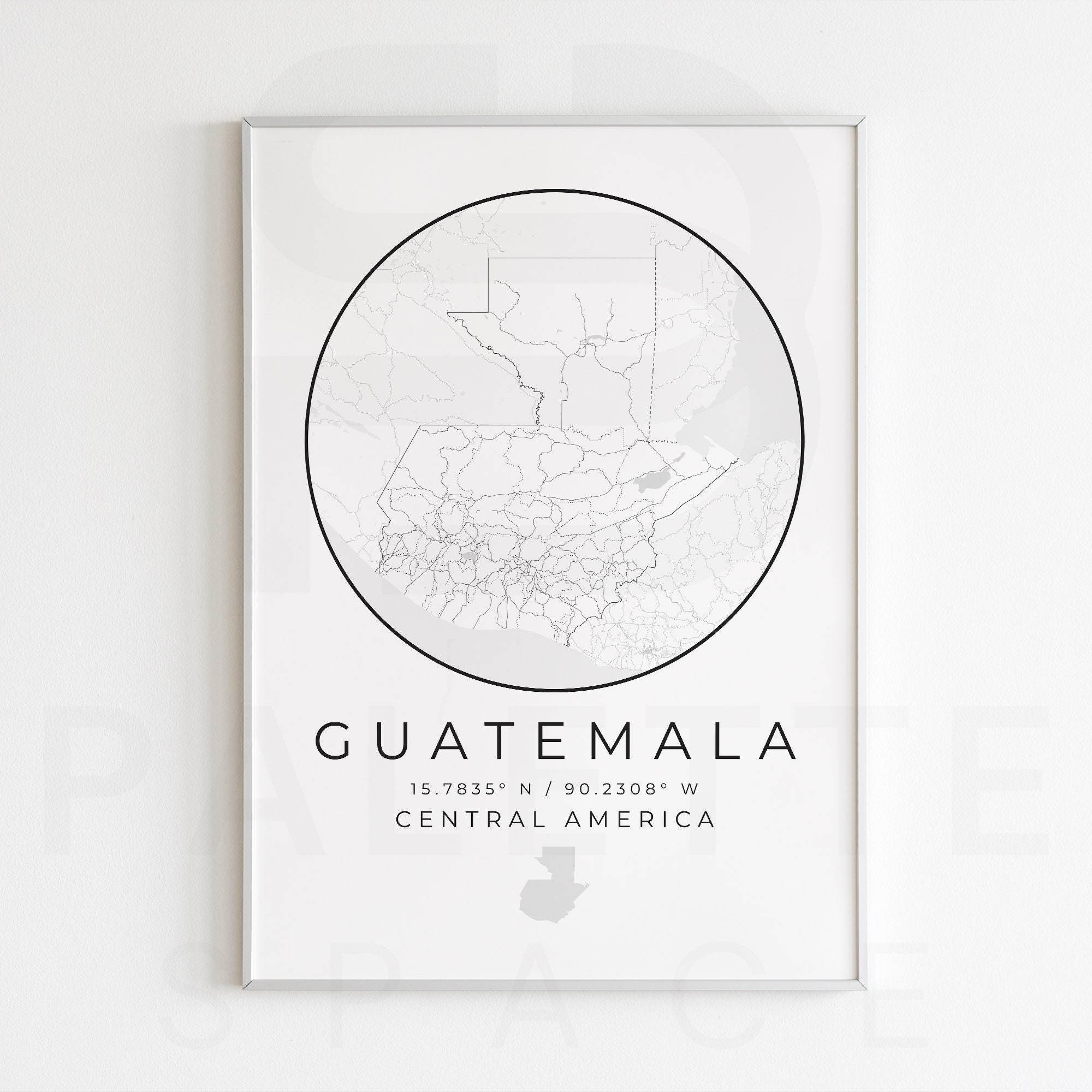 Digital Guatemala Black and White Poster Set of 3, Guatemala Map ...