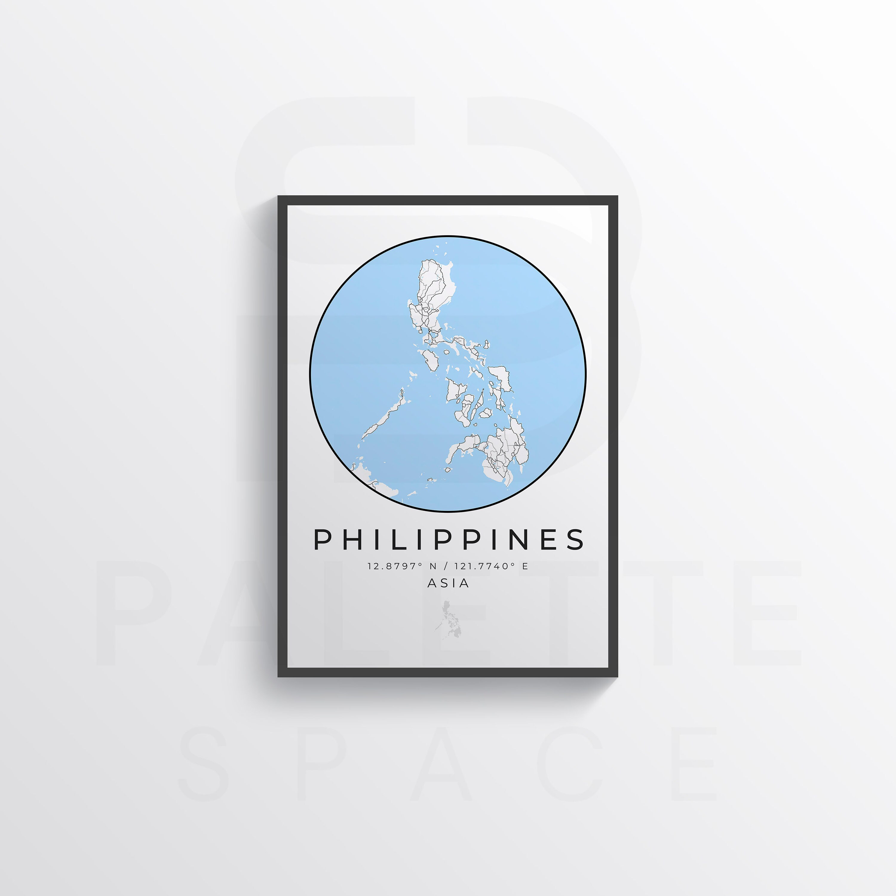 Digital Philippines Print Set of 5 Wall Art, Philippines Map Art ...