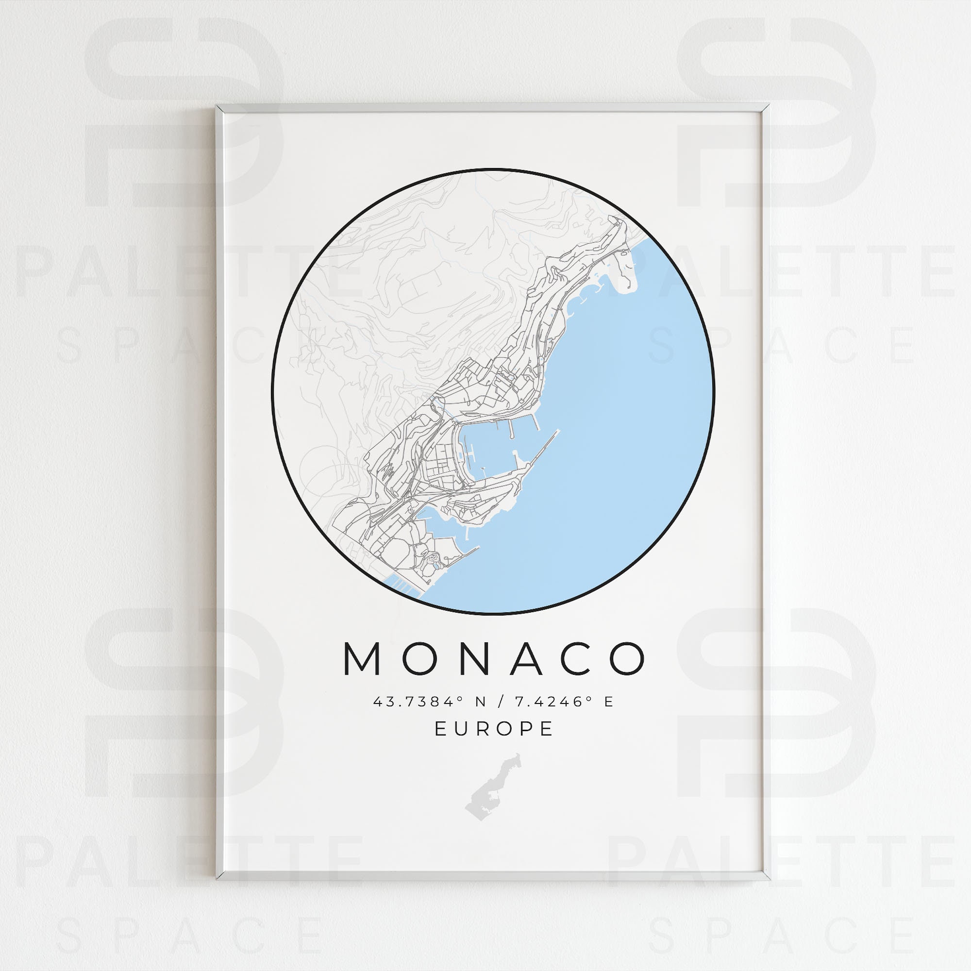 Digital Monaco Print Set of 3, Monaco Map, Monaco Poster, Monaco Wall ...