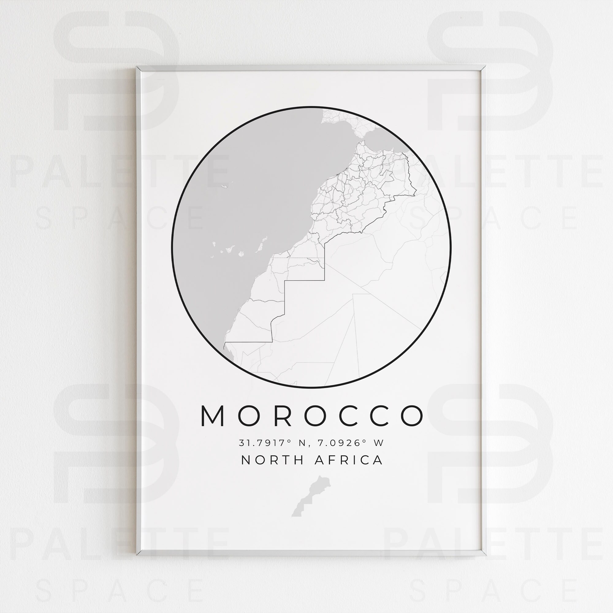 Digital Morocco Black and White Print Set of 3, Morocco Map Poster ...