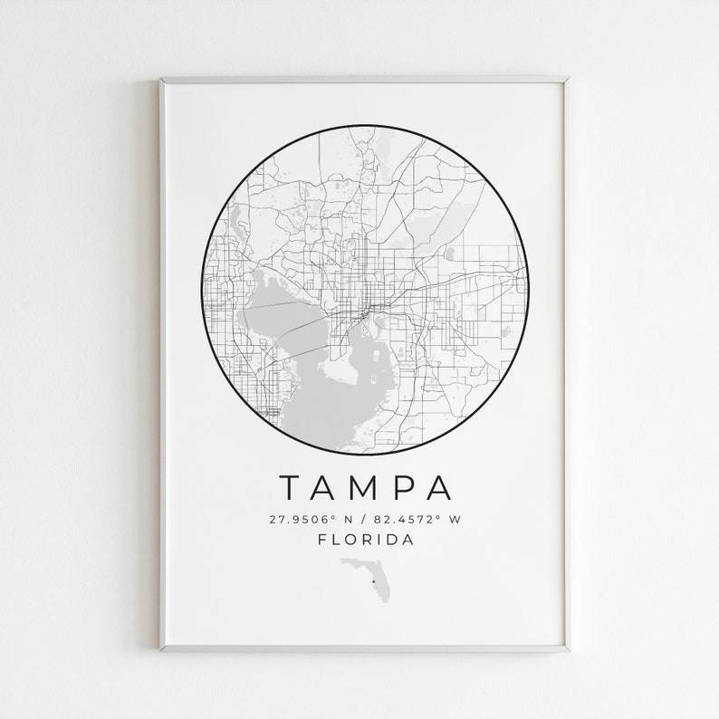 Digital Tampa Black and White Print Set of 3 Tampa Map Print - Etsy