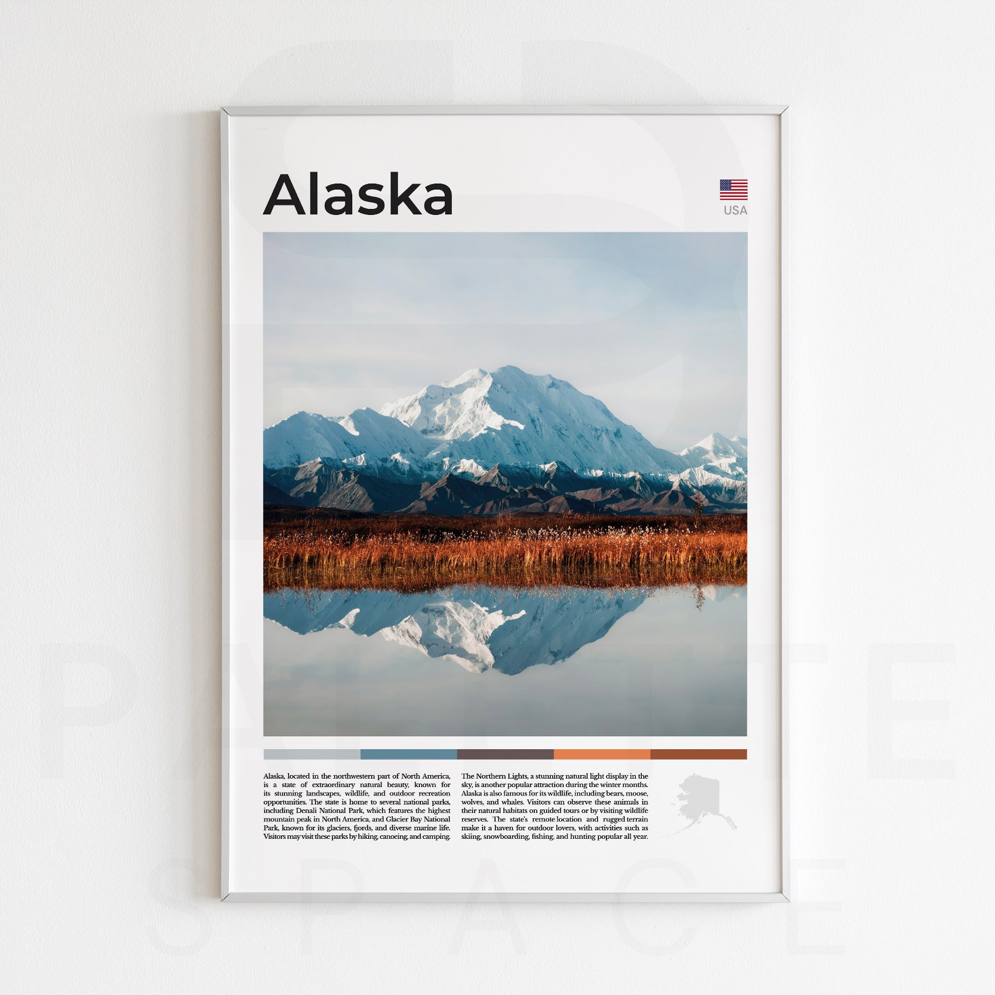 Digital Alaska Print Set of 3, Alaska Map Art, Alaska Wall Art, Alaska ...