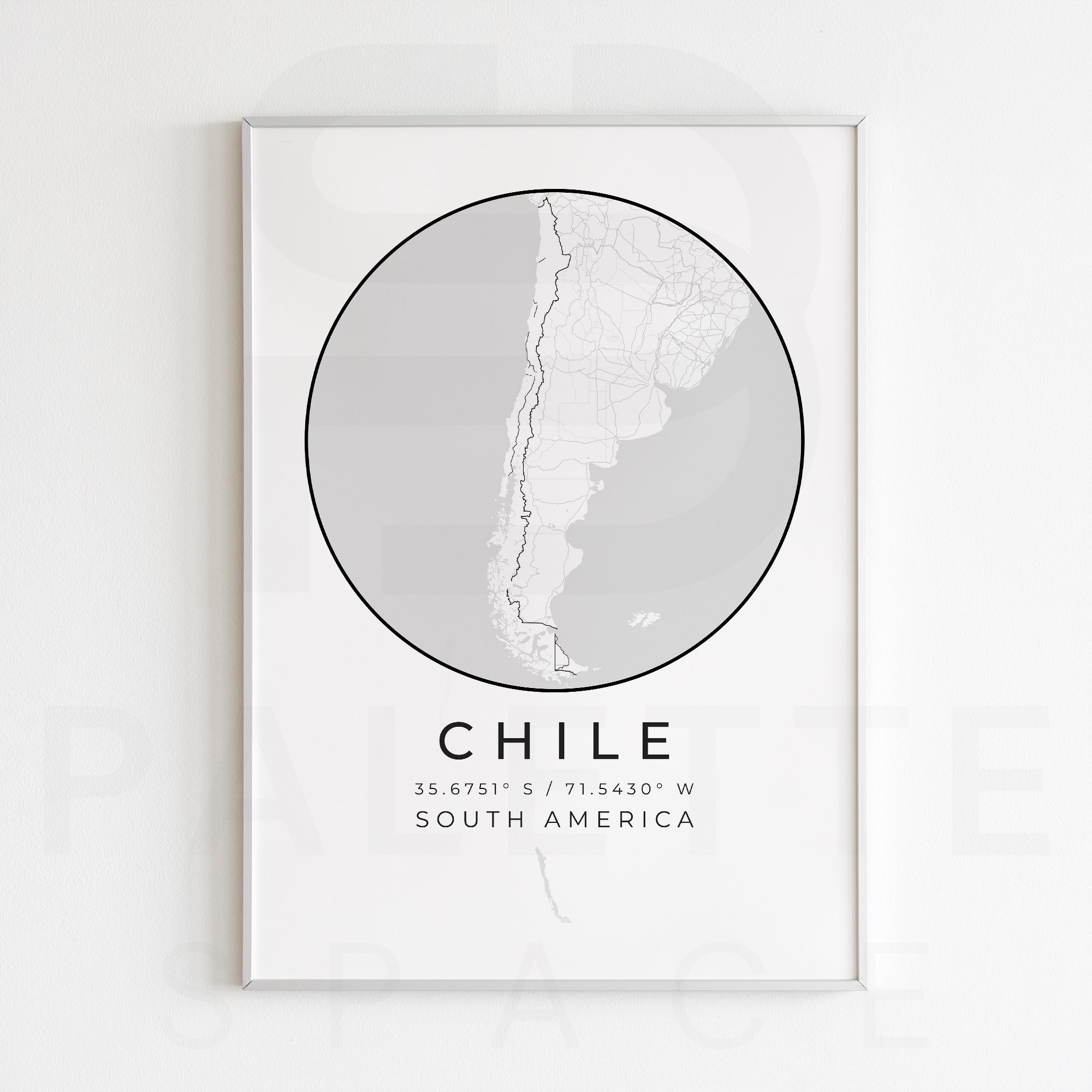 Chile Black and White Poster Set: Map & Landmarks (digital Download) - Etsy