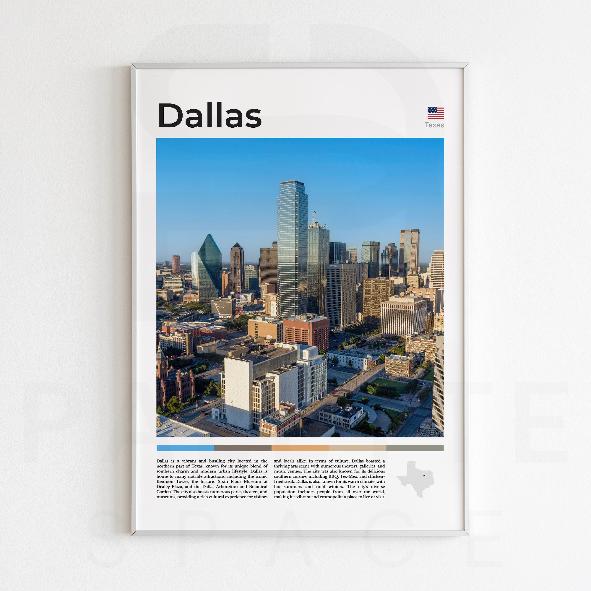 Digital Dallas Texas Print Set of 3, Dallas Texas Map, Dallas Wall Art ...