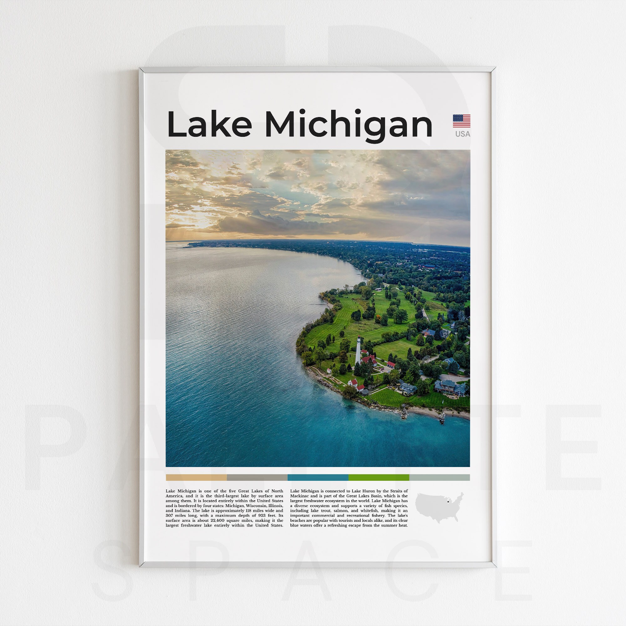 Lake Michigan Print Set: Map & Photo Art (digital Download) - Etsy