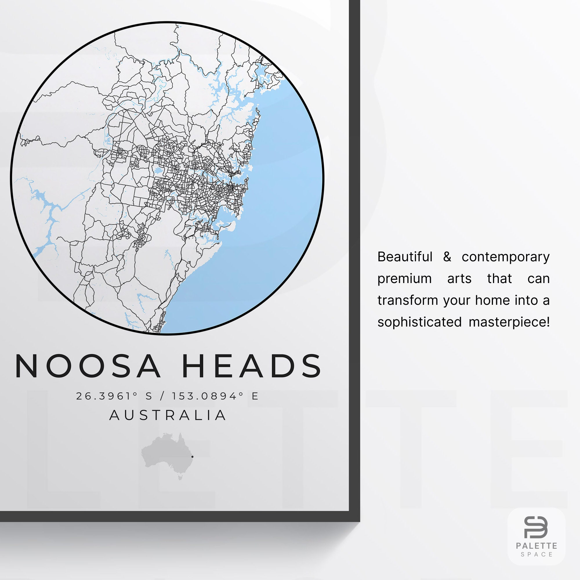 Digital Noosa Heads Poster Set of 3, Noosa Heads Map Art, Noosa Heads ...