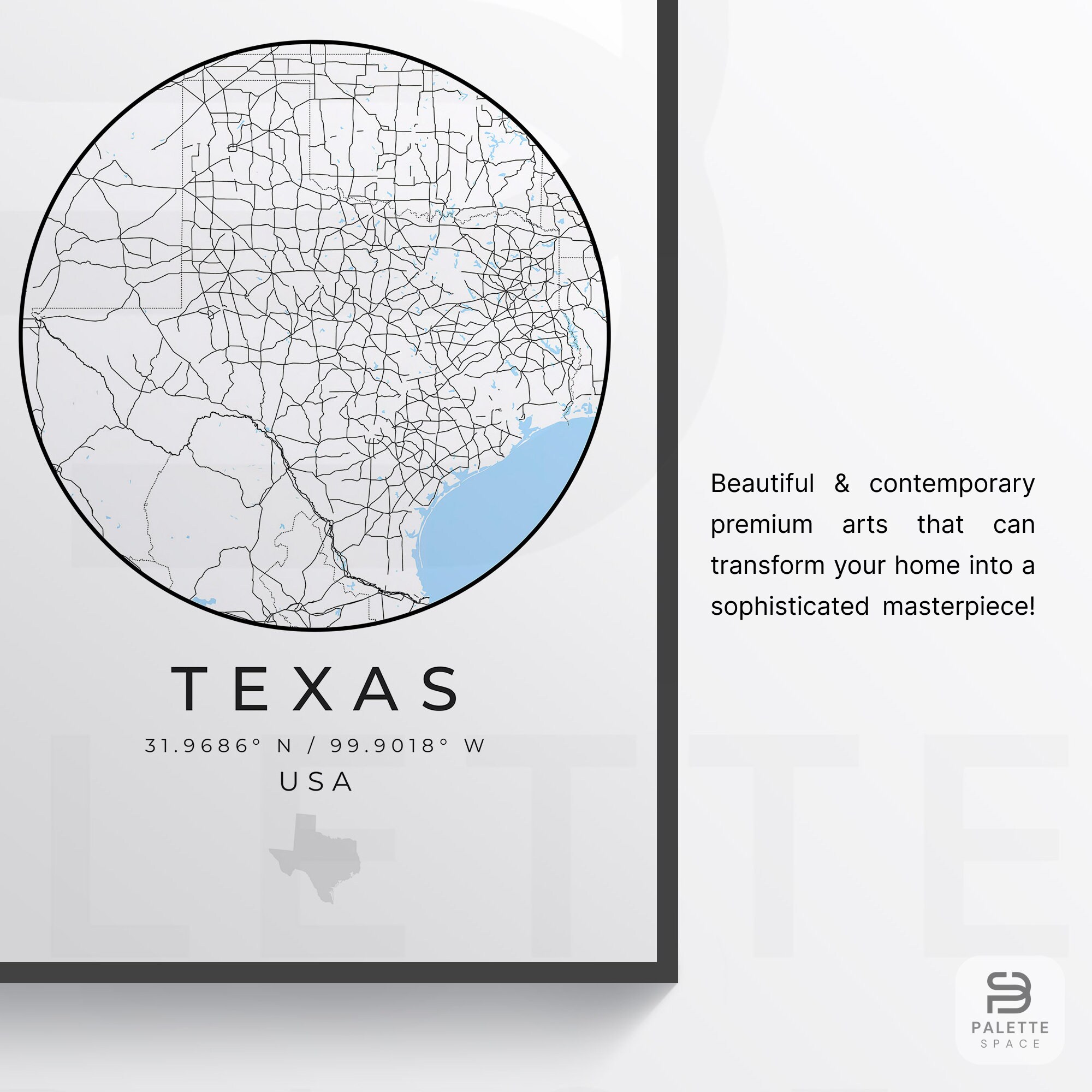 Digital Texas Print Set of 3 Wall Art, Texas Map Art, Texas TX State ...