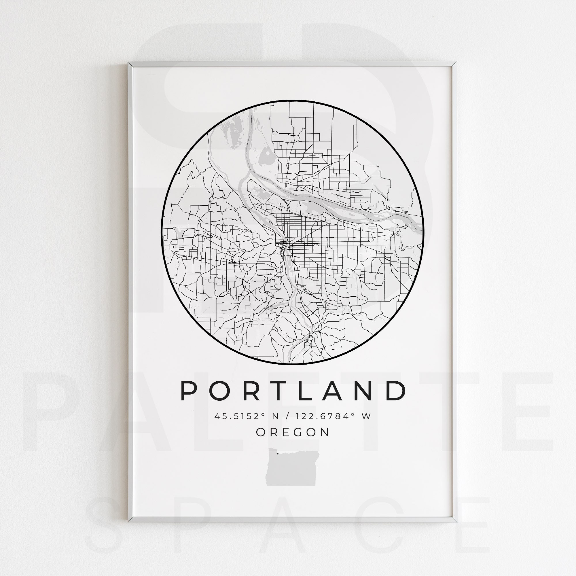 Digital Portland Black and White Prints Set of 3, Portland Map Poster ...