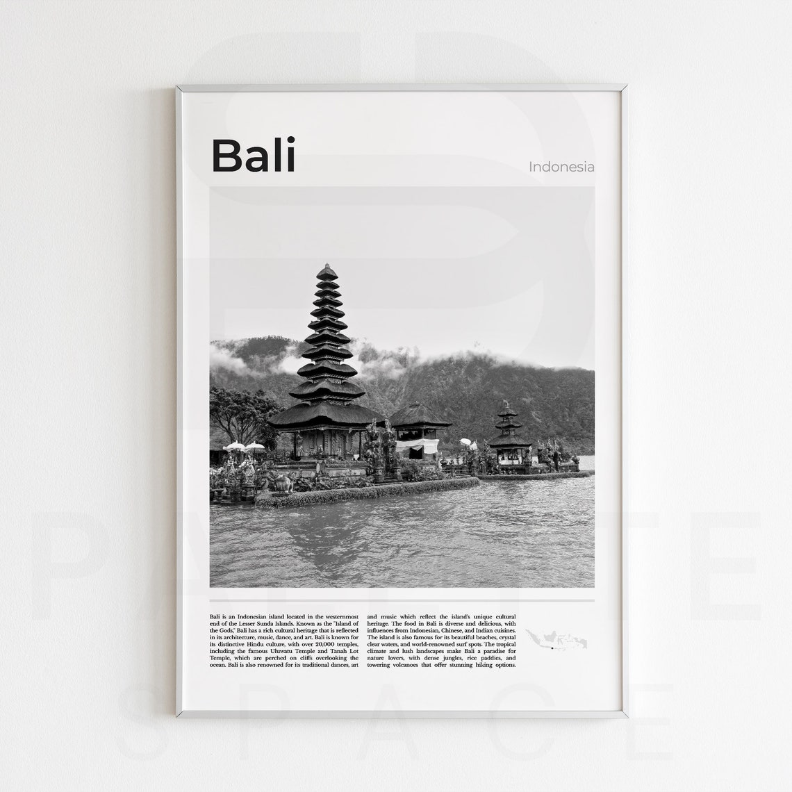Digital Bali Print Black and White Set of 3, Bali Map, Bali Poster ...