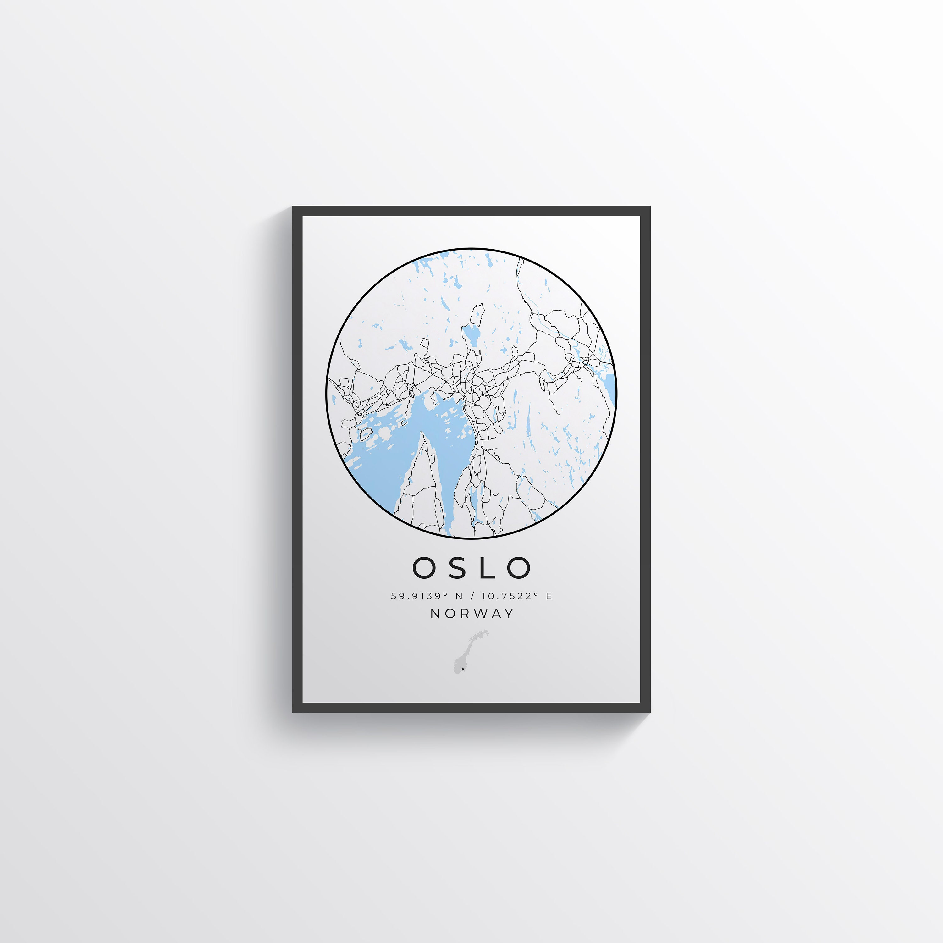 Digital Oslo Poster Set of 5 Wall Art, Oslo Print, Oslo Map Art, Oslo ...