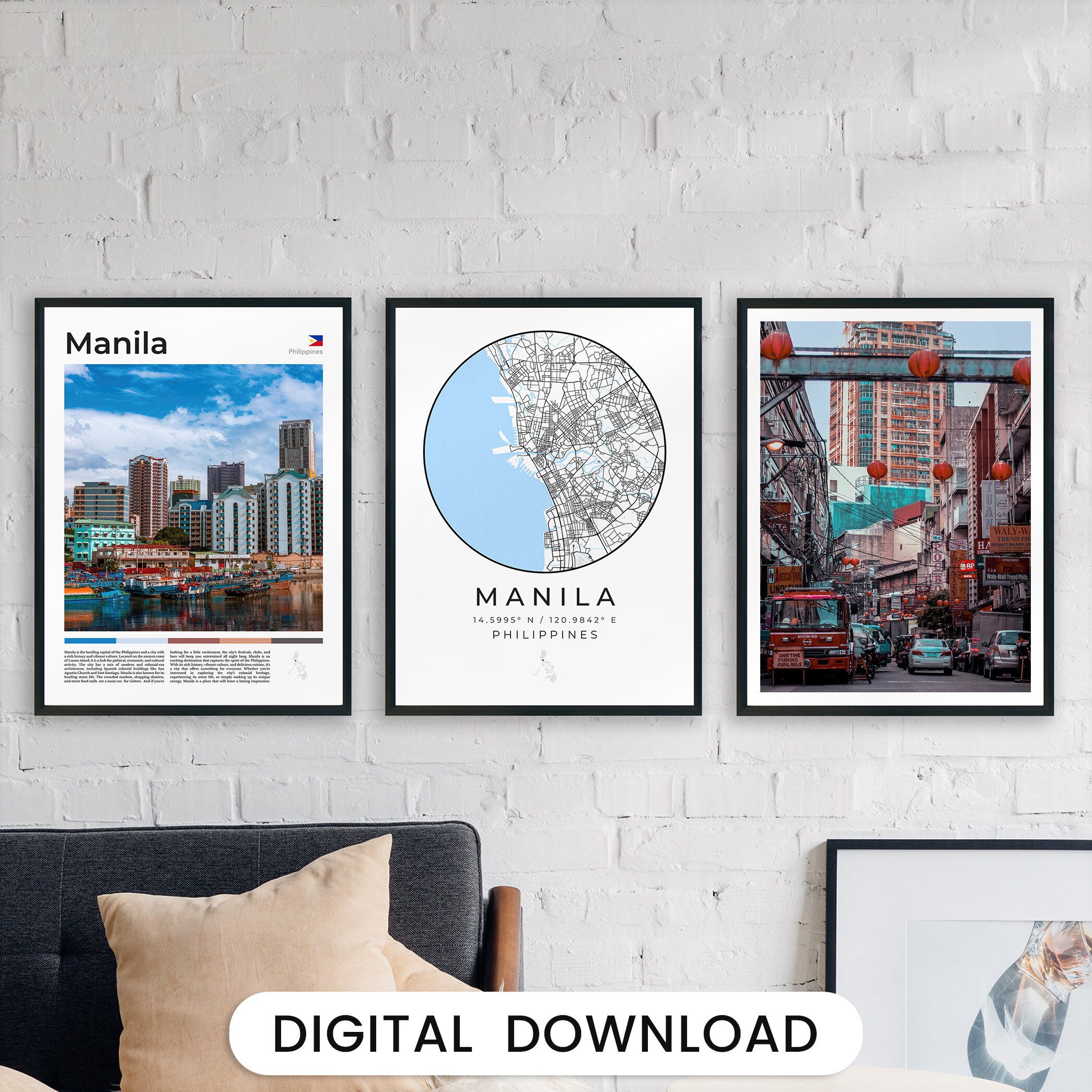 Manila Print Set: Philippines Map & Cityscape (digital Download) - Etsy