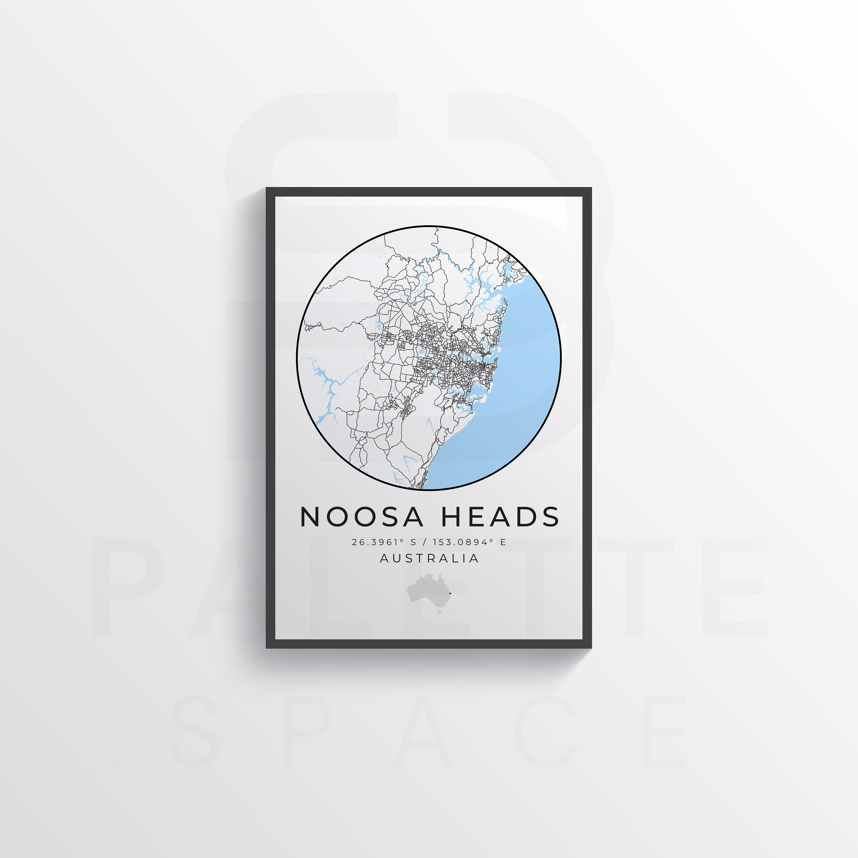 Digital Noosa Heads Poster Set of 3, Noosa Heads Map Art, Noosa Heads ...