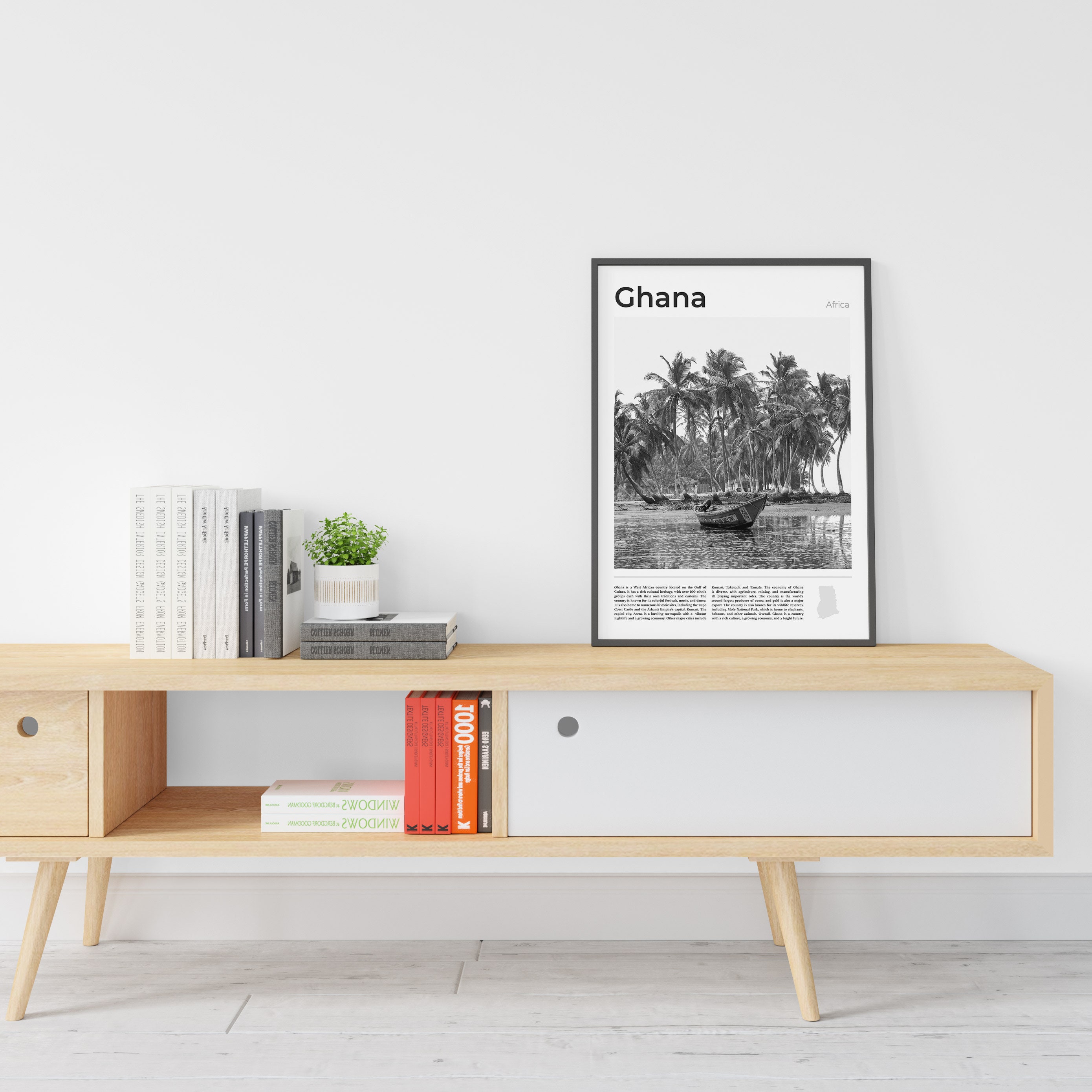 Digital Ghana Black and White Print Set of 3, Ghana Map, Ghana Poster ...