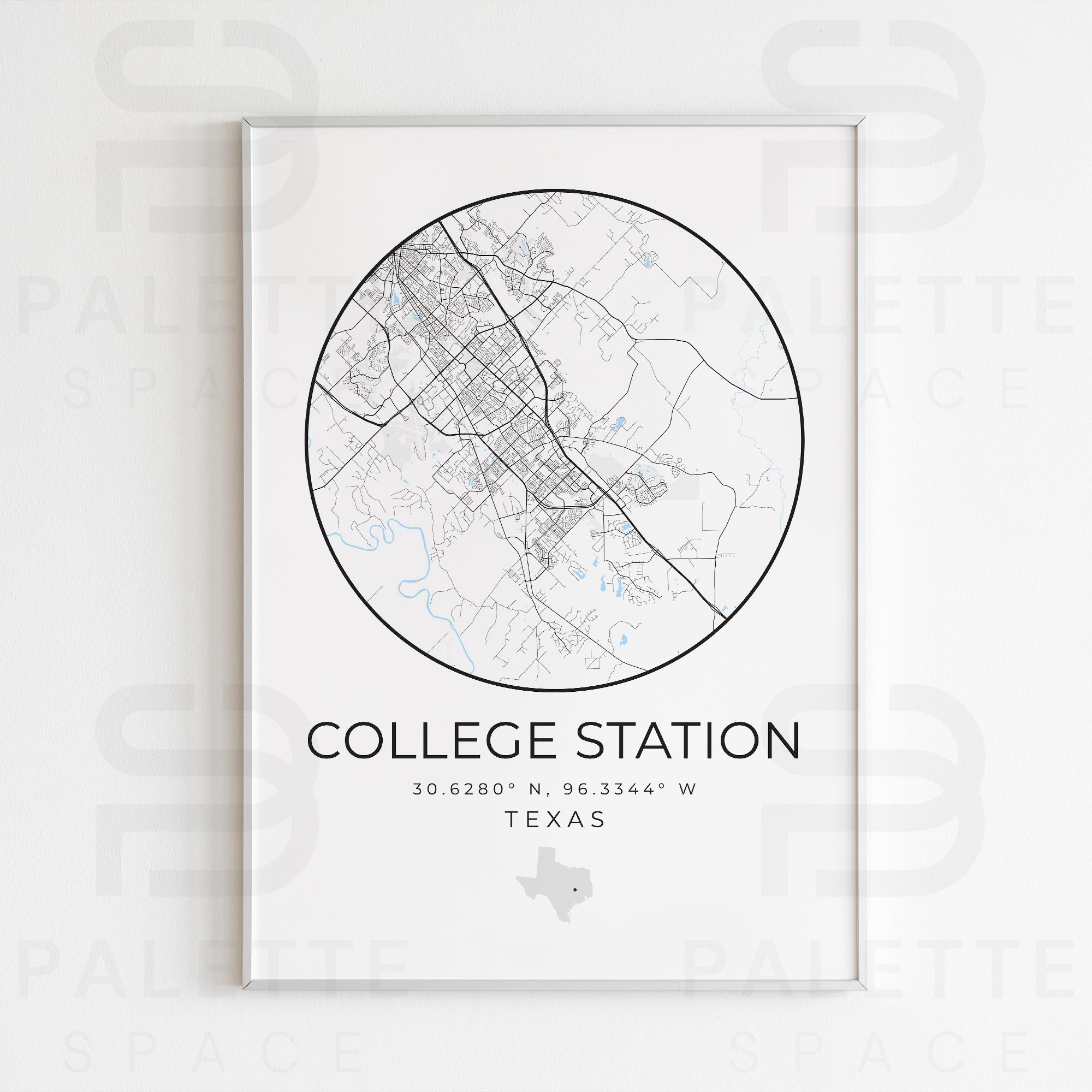 Digital College Station Print Set of 3, College Station Map Decor ...
