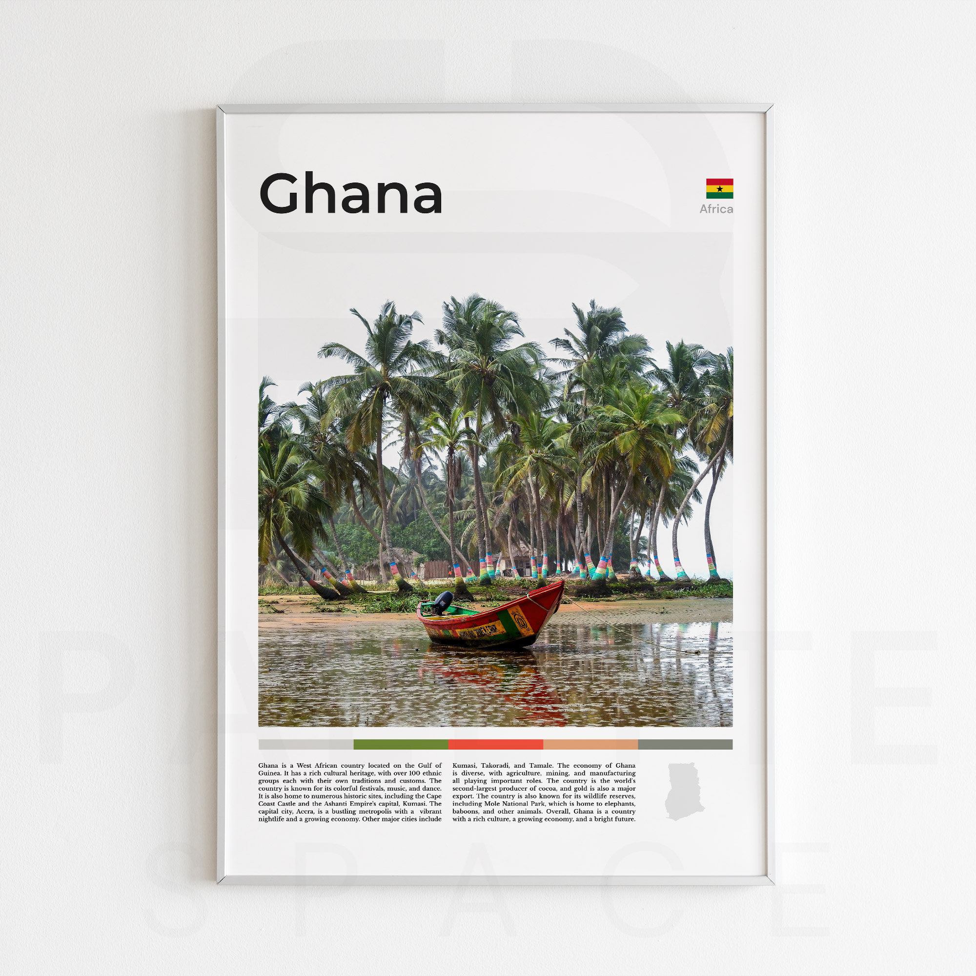 Ghana Wall Art Set: Map, Accra Photography, Africa Decor (digital ...