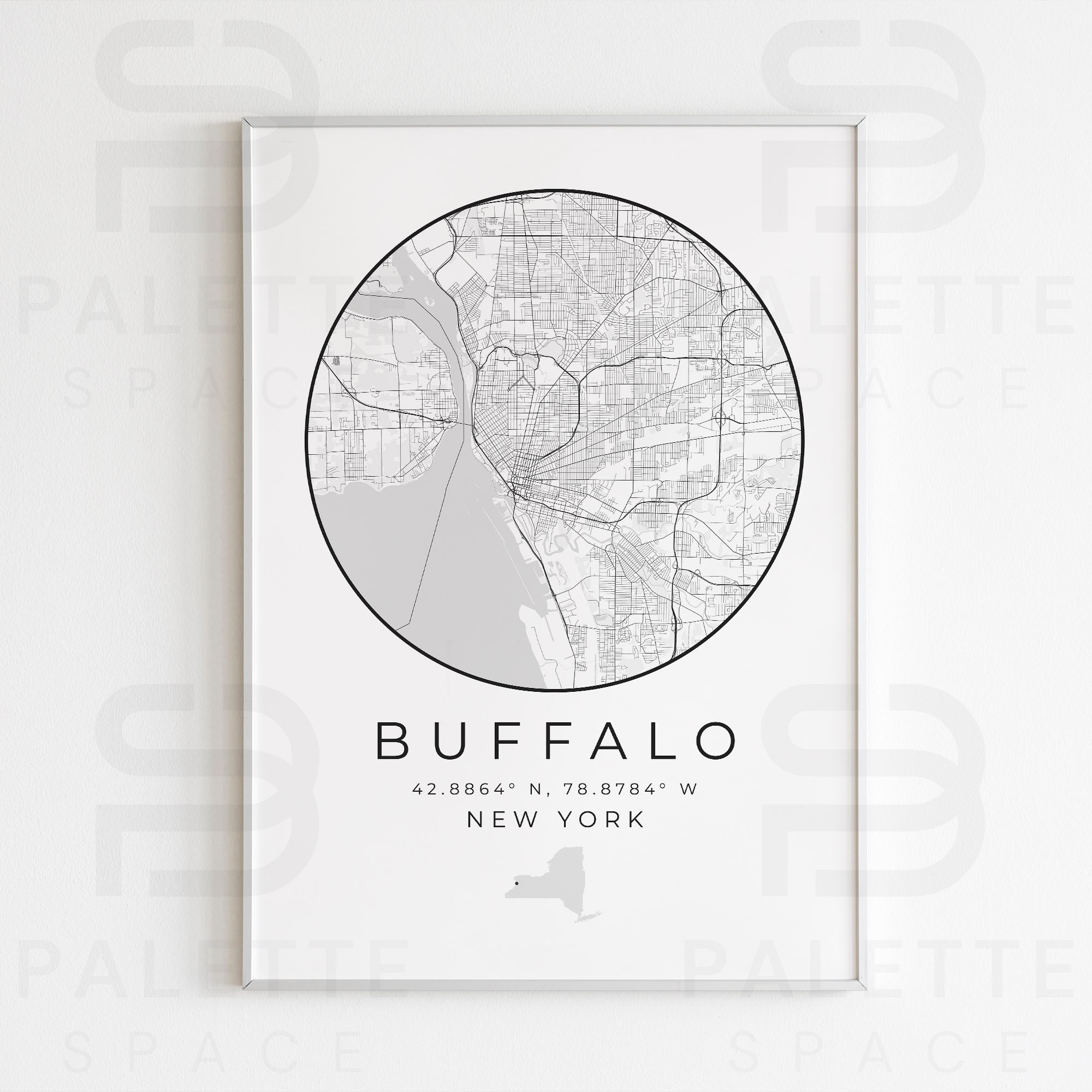 Digital Buffalo New York Black and White Print Set of 3, Buffalo City ...