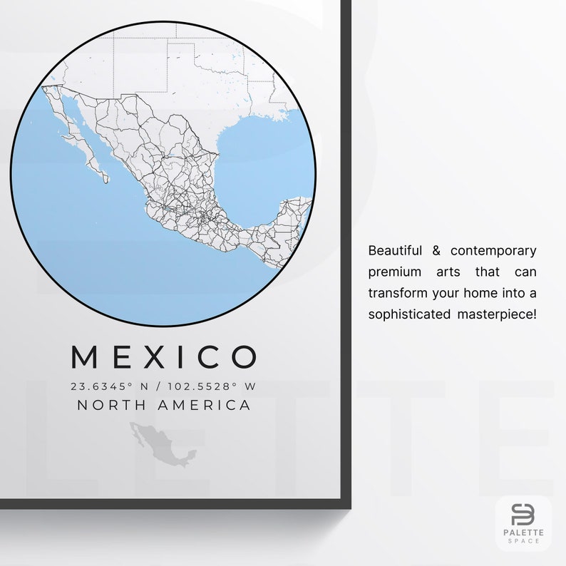 Digital Mexico Poster Set of 3, Mexican Print, Mexico Map Art, Mexico ...