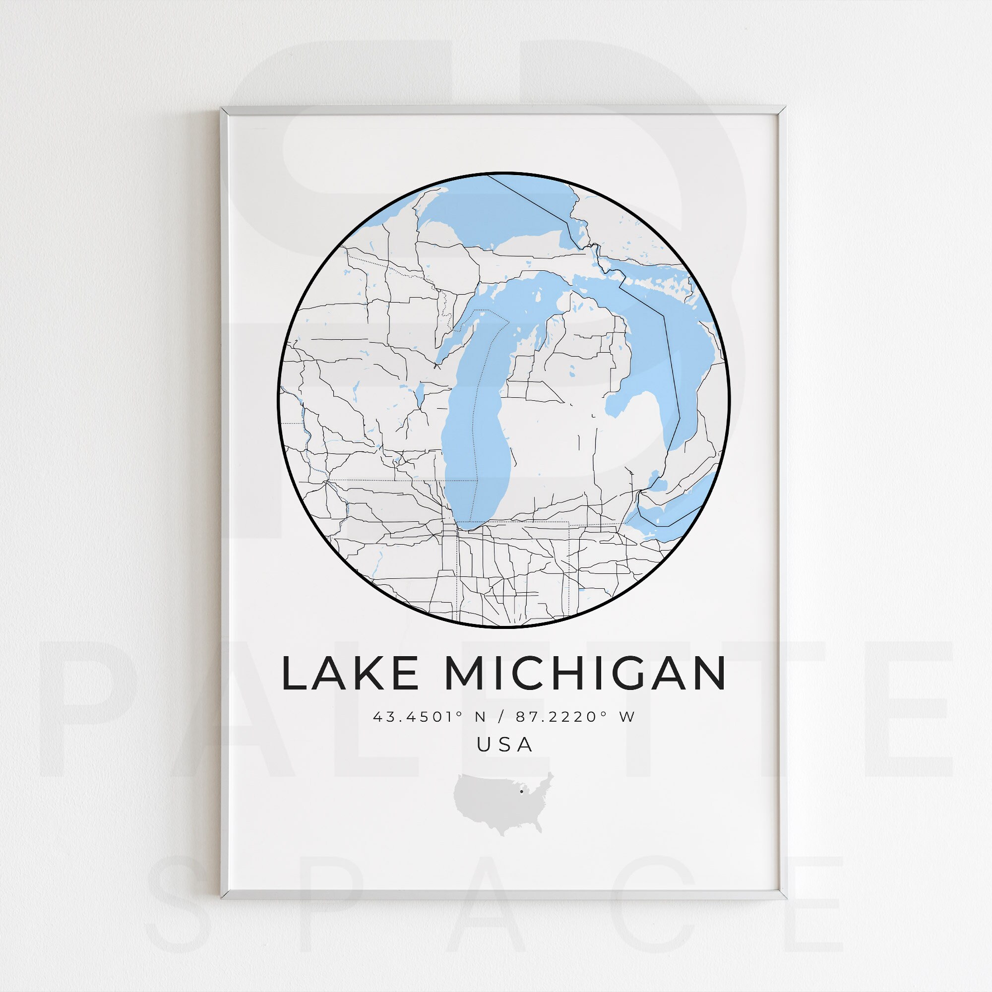 Lake Michigan Print Set: Map & Photo Art (digital Download) - Etsy