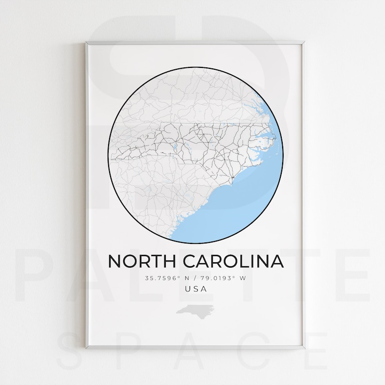 Digital North Carolina Print Set of 3, North Carolina Map Art, North ...
