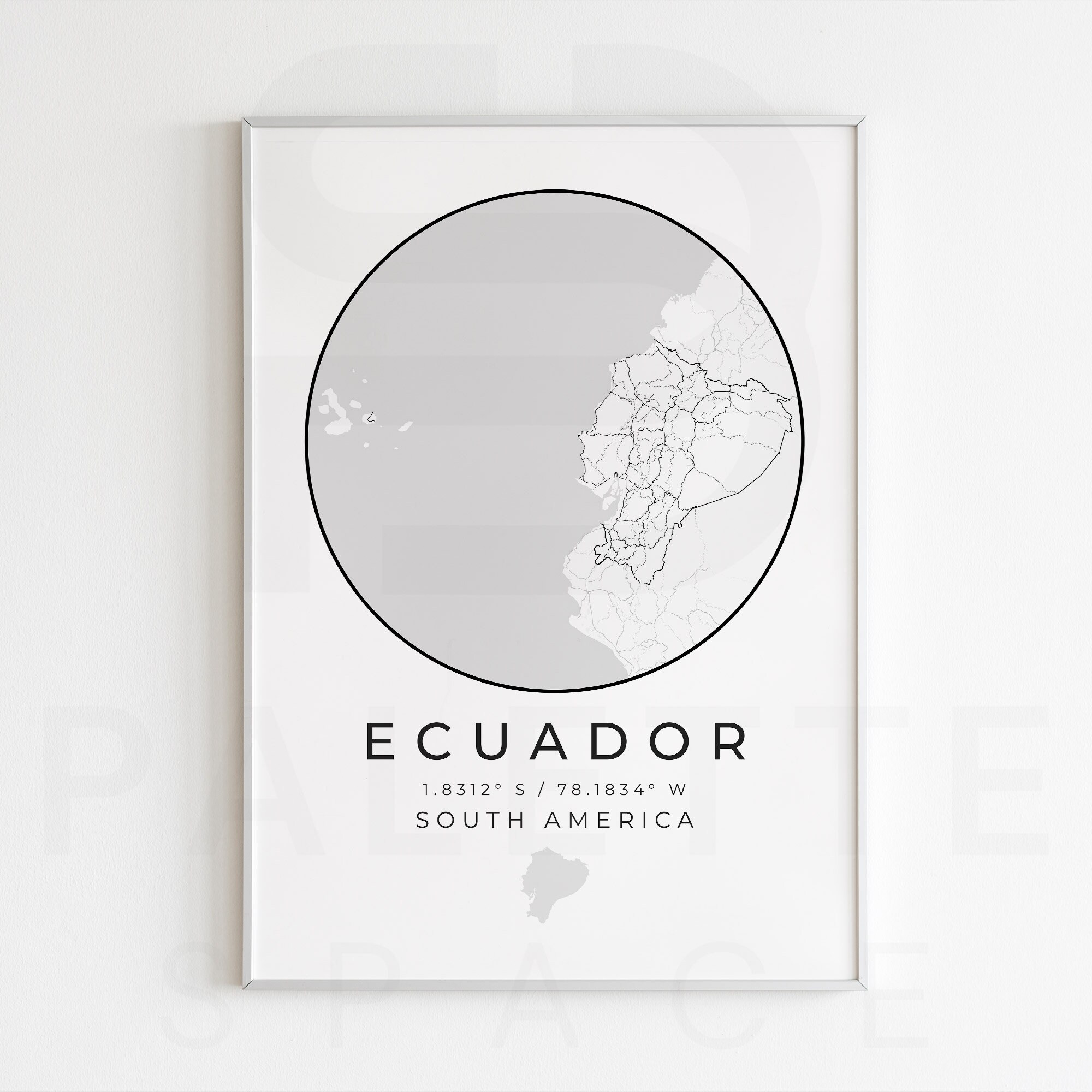 Digital Ecuador Black and White Print Set of 3, Ecuador Map, Ecuador ...