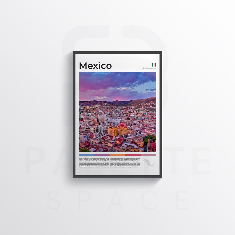 Digital Mexico Poster Set of 3, Mexican Print, Mexico Map Art, Mexico ...