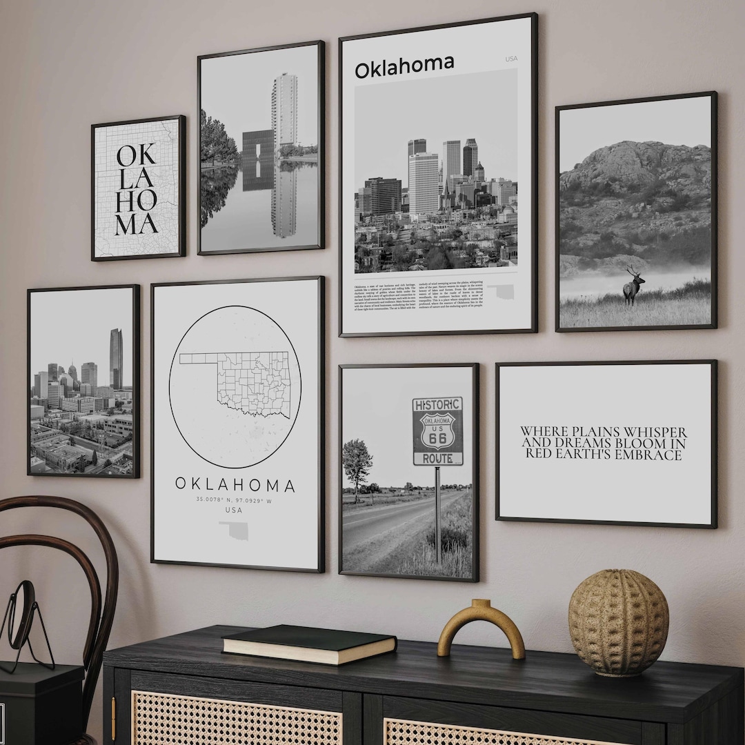Oklahoma Photo Print Set: Black and White Wall Art (digital Download ...