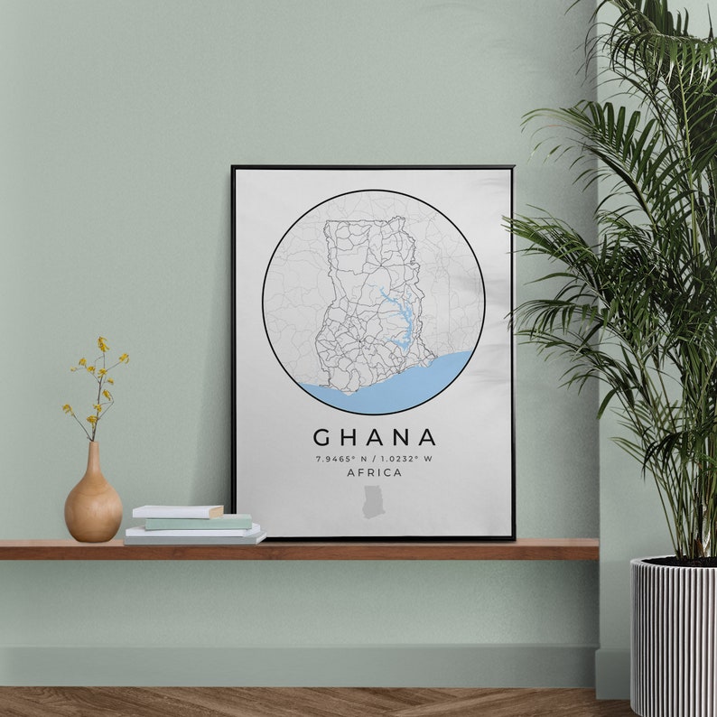 Ghana Wall Art Set: Map, Accra Photography, Africa Decor (digital ...