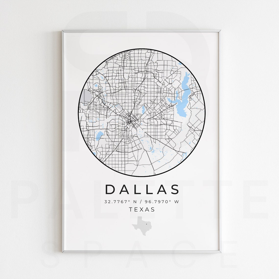 Digital Dallas Texas Print Set of 3, Dallas Texas Map, Dallas Wall Art ...
